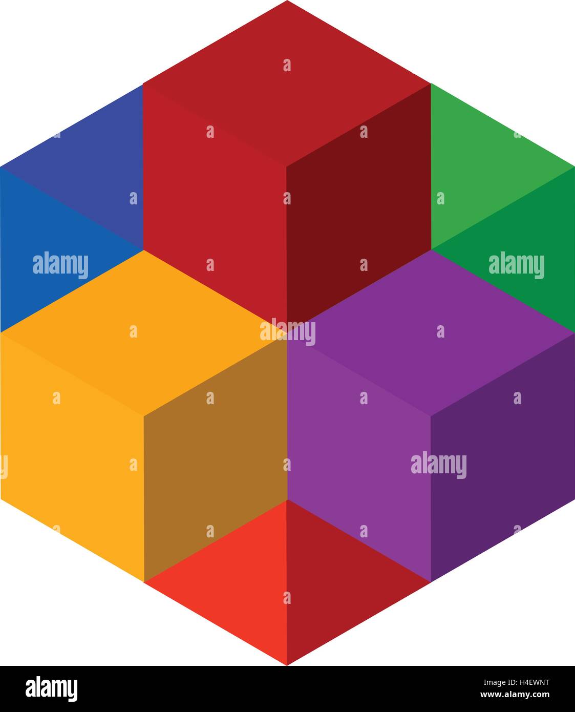 Icon of multicolor isometric cubes. Cube stack logo Stock Vector Image ...