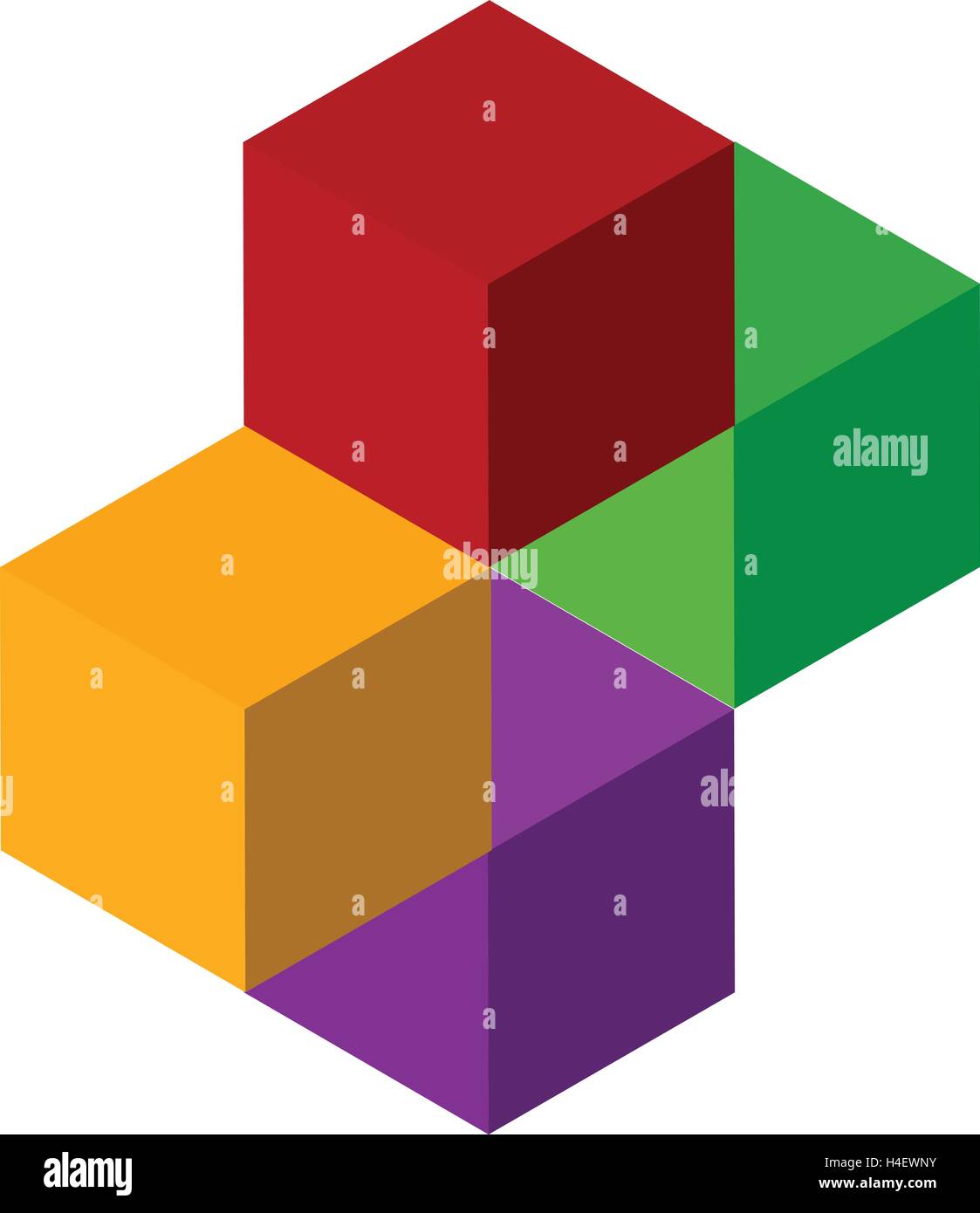 Icon of multicolor isometric cubes. Cube stack logo Stock Vector Image ...