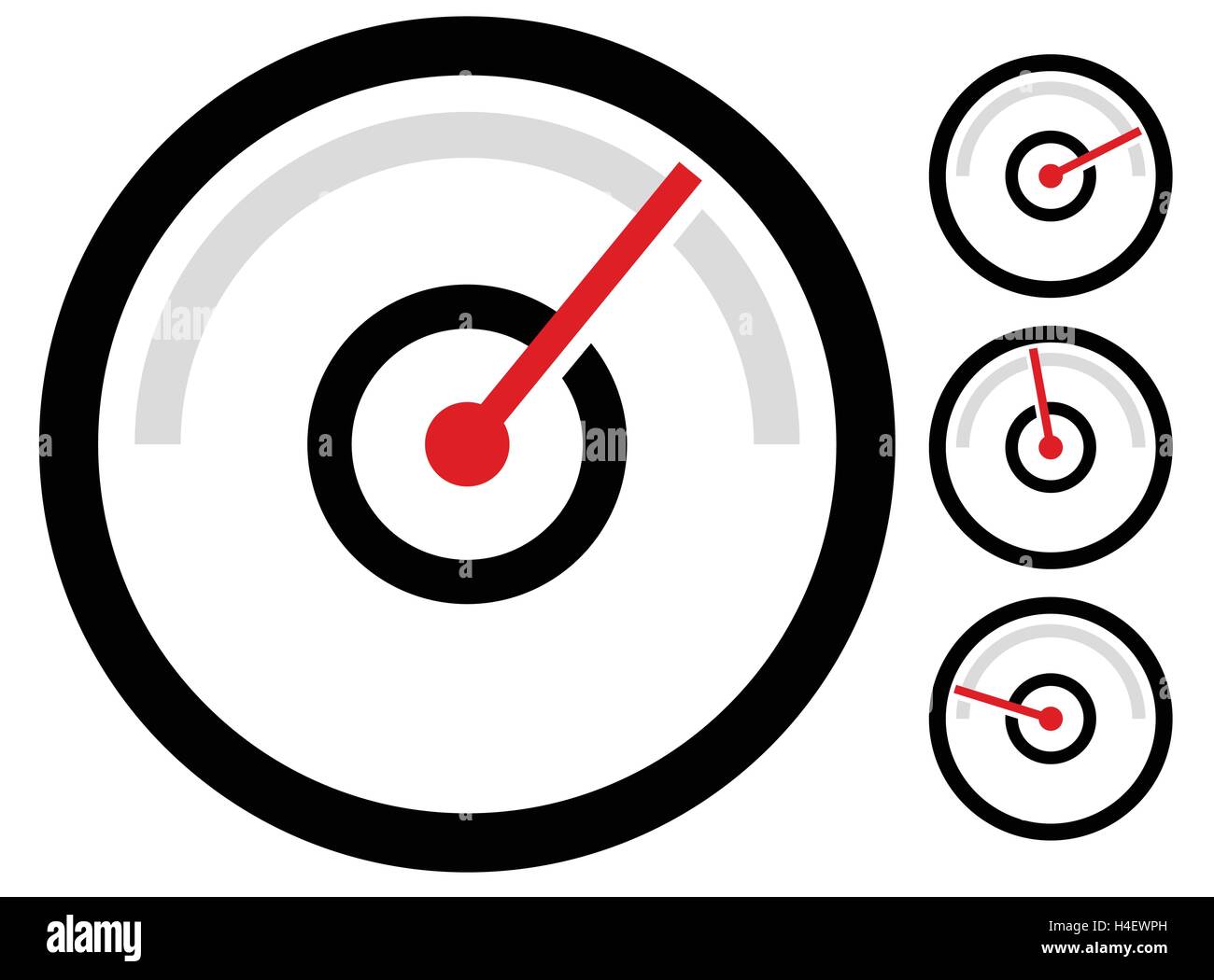 gauge meter symbol, icon at 4 stages. pressure gauge, odometer ...
