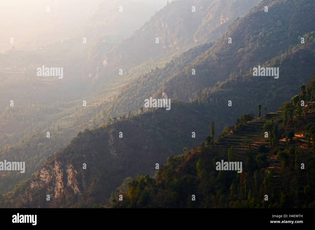 The view at dawn from Rumpur village, Solukhumbu, Nepal Stock Photo - Alamy