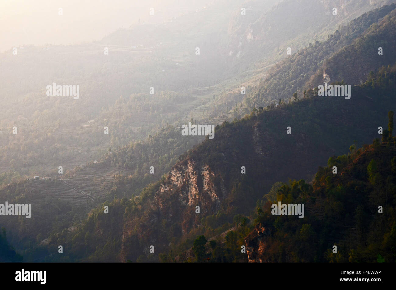 The view at dawn from Rumpur village, Solukhumbu, Nepal Stock Photo - Alamy