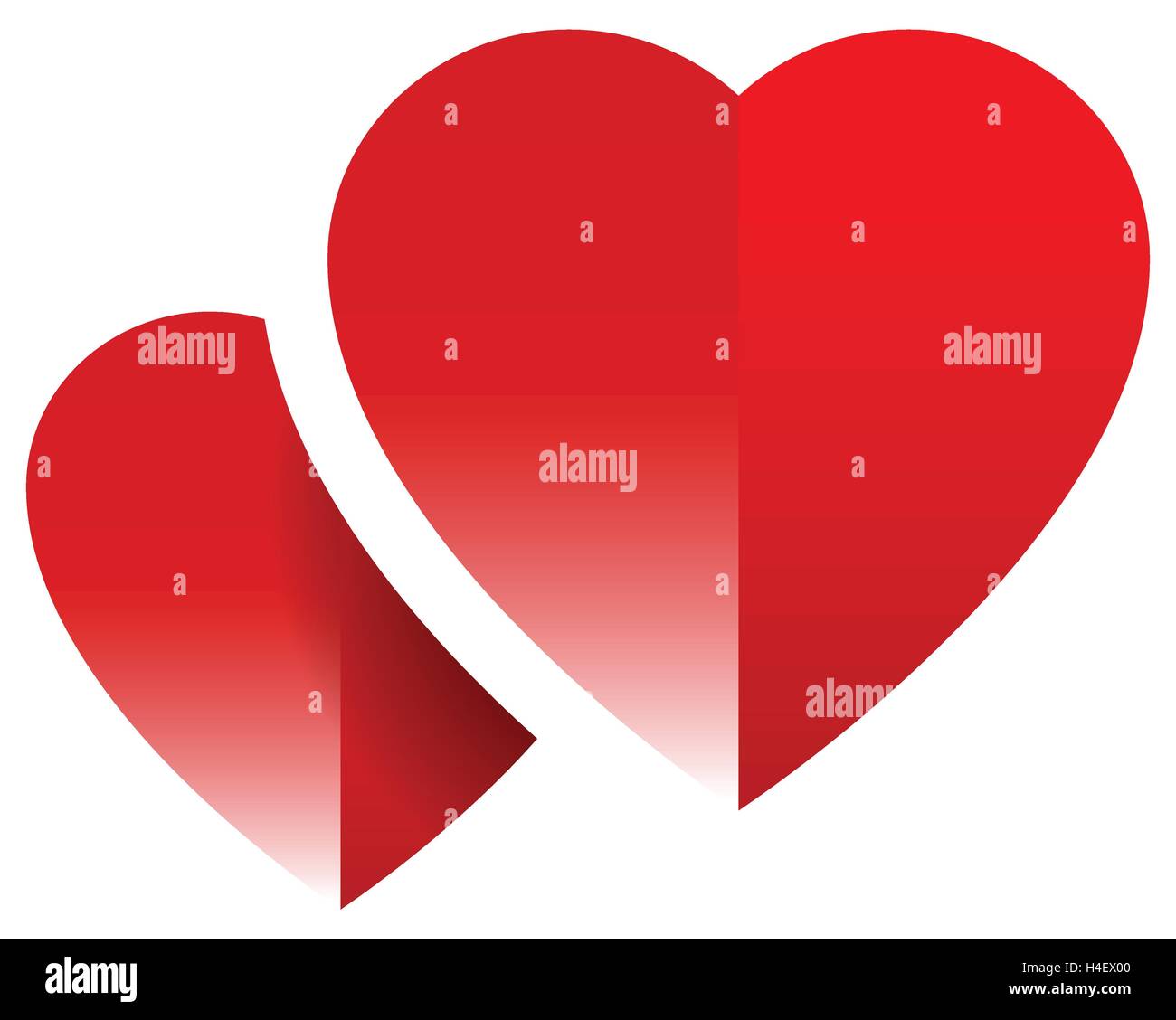 pair of hearts with shade - abstract design element for love, romance ...