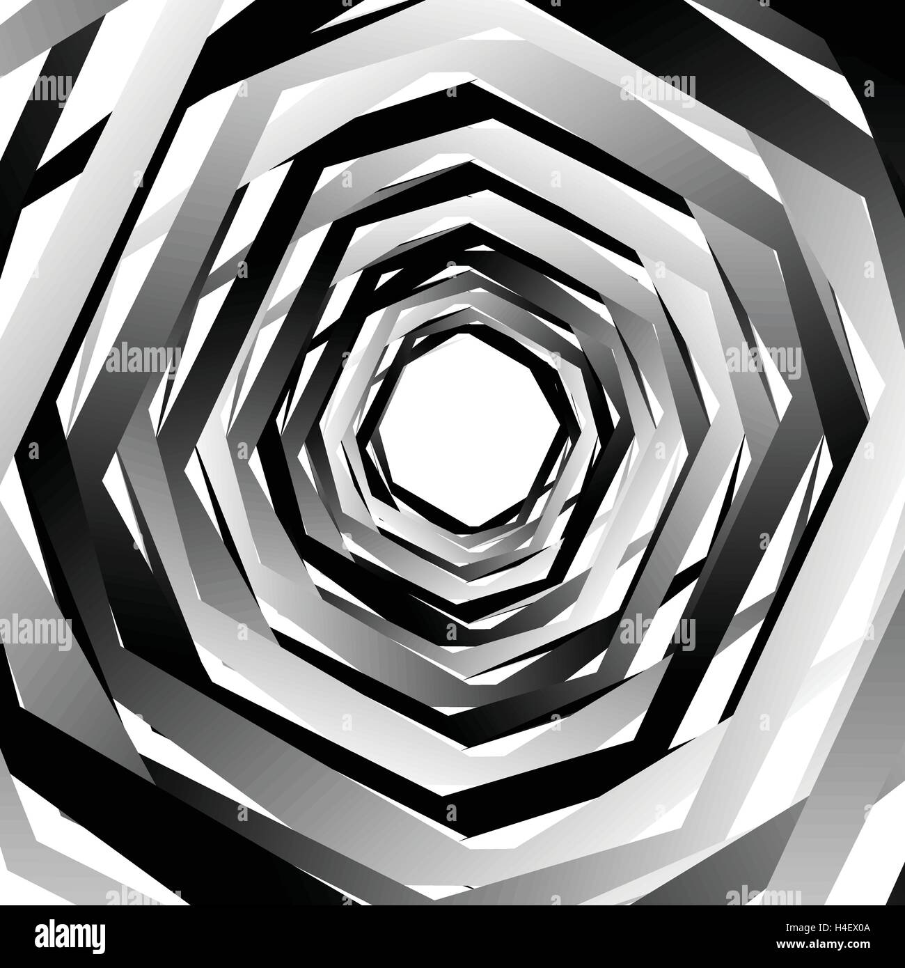 Concentric geometric hexagons / octagons. Abstract monochrome pattern ...