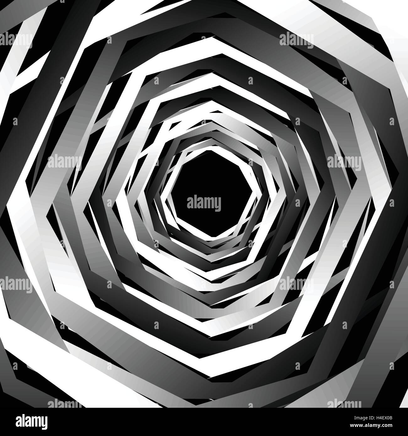 Concentric geometric hexagons / octagons. Abstract monochrome pattern ...