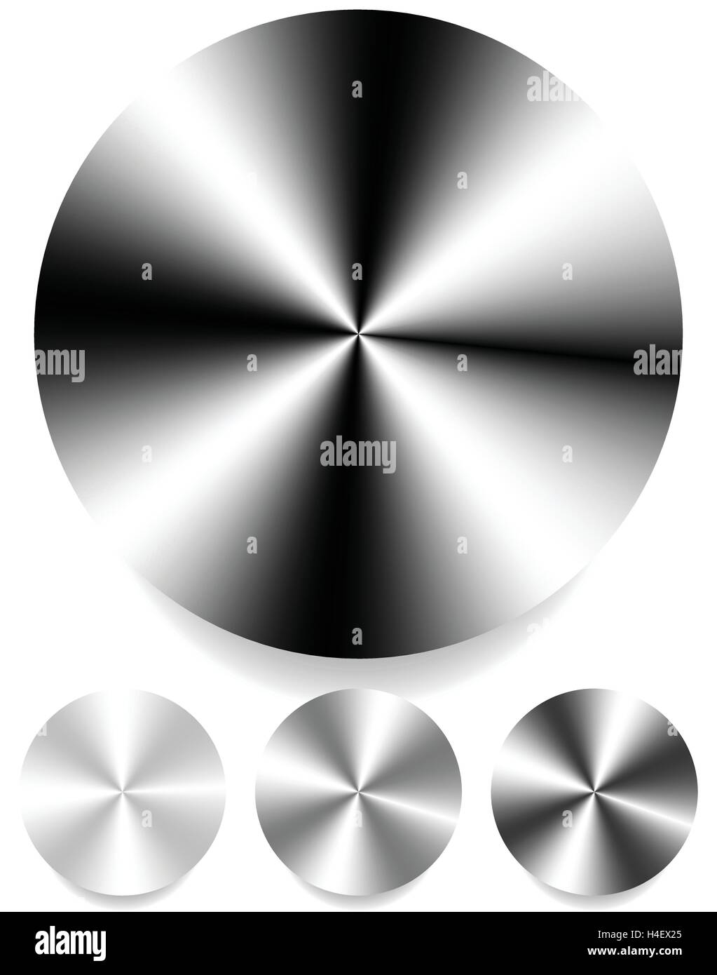 Metallic monochrome circle plates, sheets. 4 level of brightness Stock ...