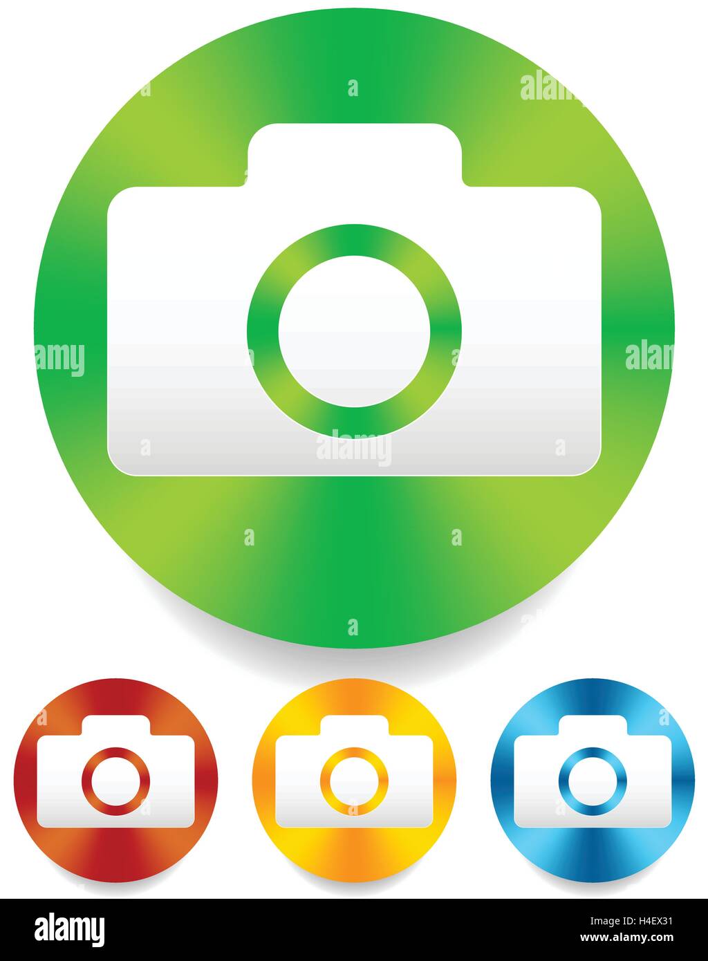 Compact - hobby photo camera icon in green, red, yellow, blue colors ...