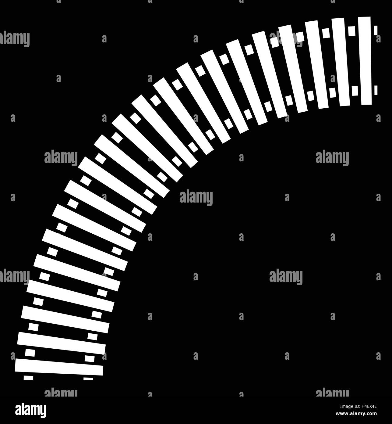 Curving train track, rail track silhouette isolated Stock Vector Image ...