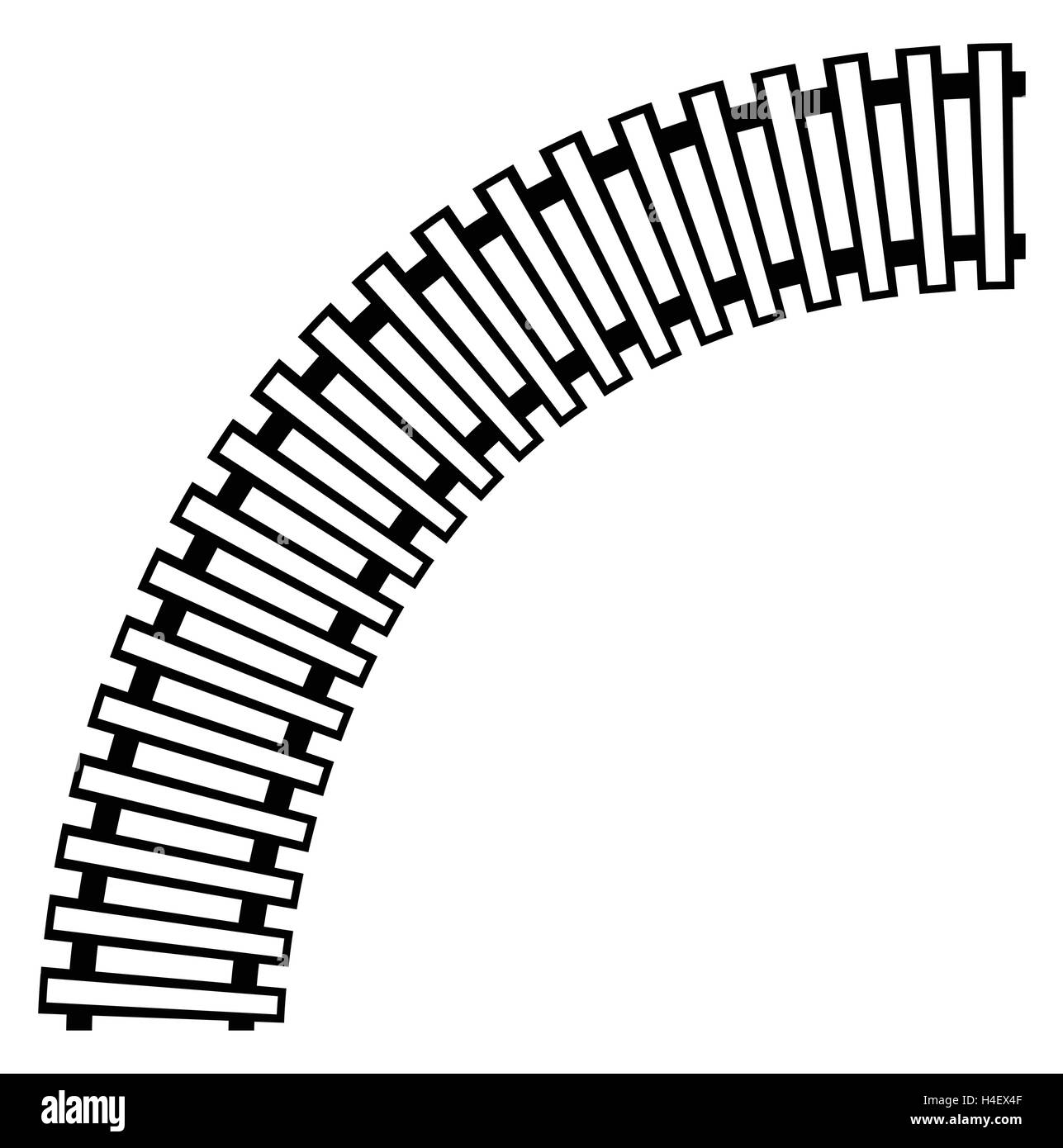 Curving train track, rail track silhouette isolated Stock Vector Image ...