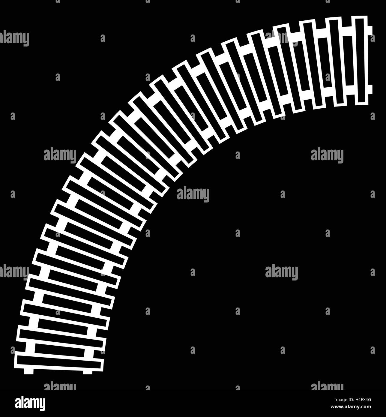 Curving train track, rail track silhouette isolated Stock Vector Image ...