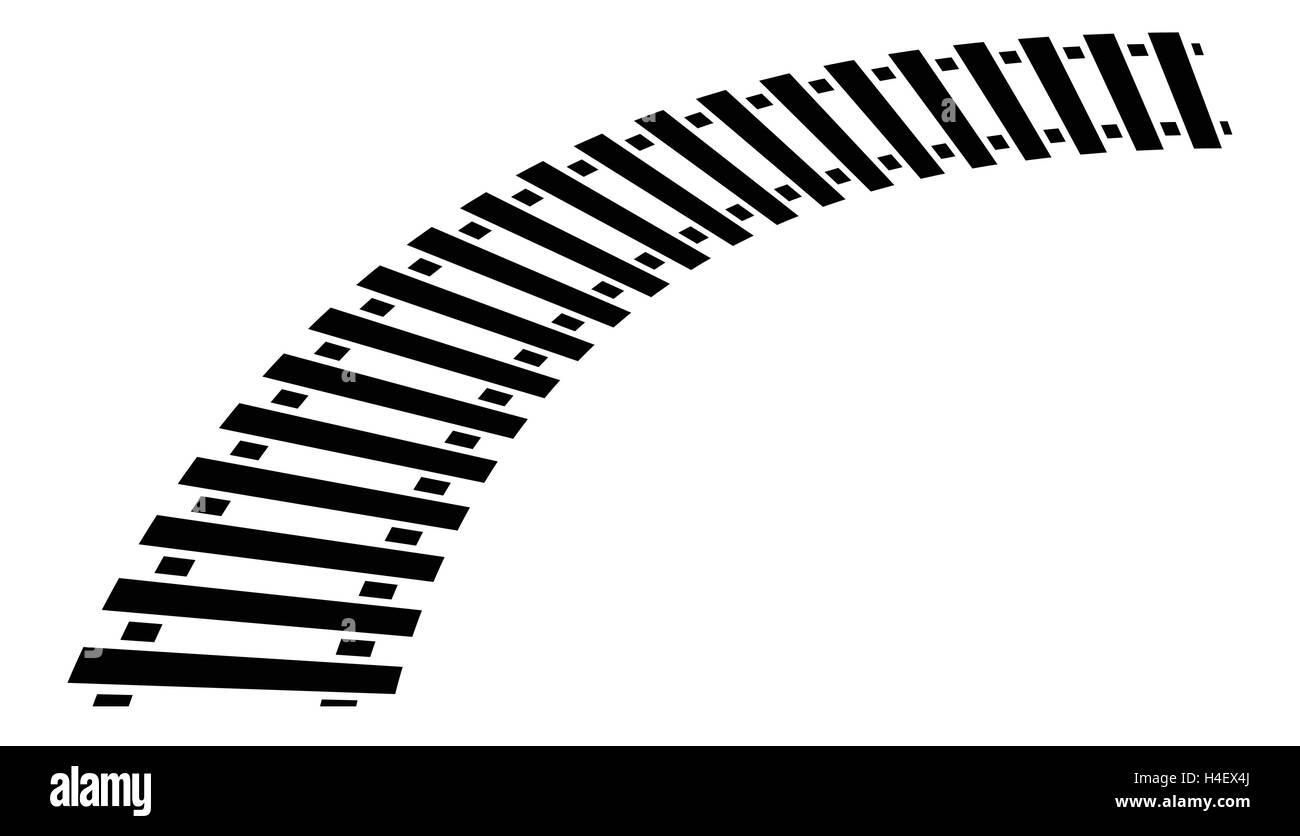 Curving train track, rail track silhouette isolated Stock Vector Image ...