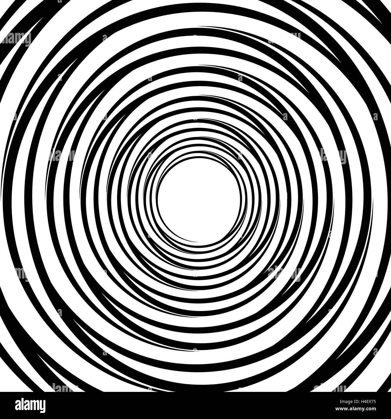 Geometric Spiral Pattern With Concentric Circles Rings Abstract Monochrome Illustration Stock