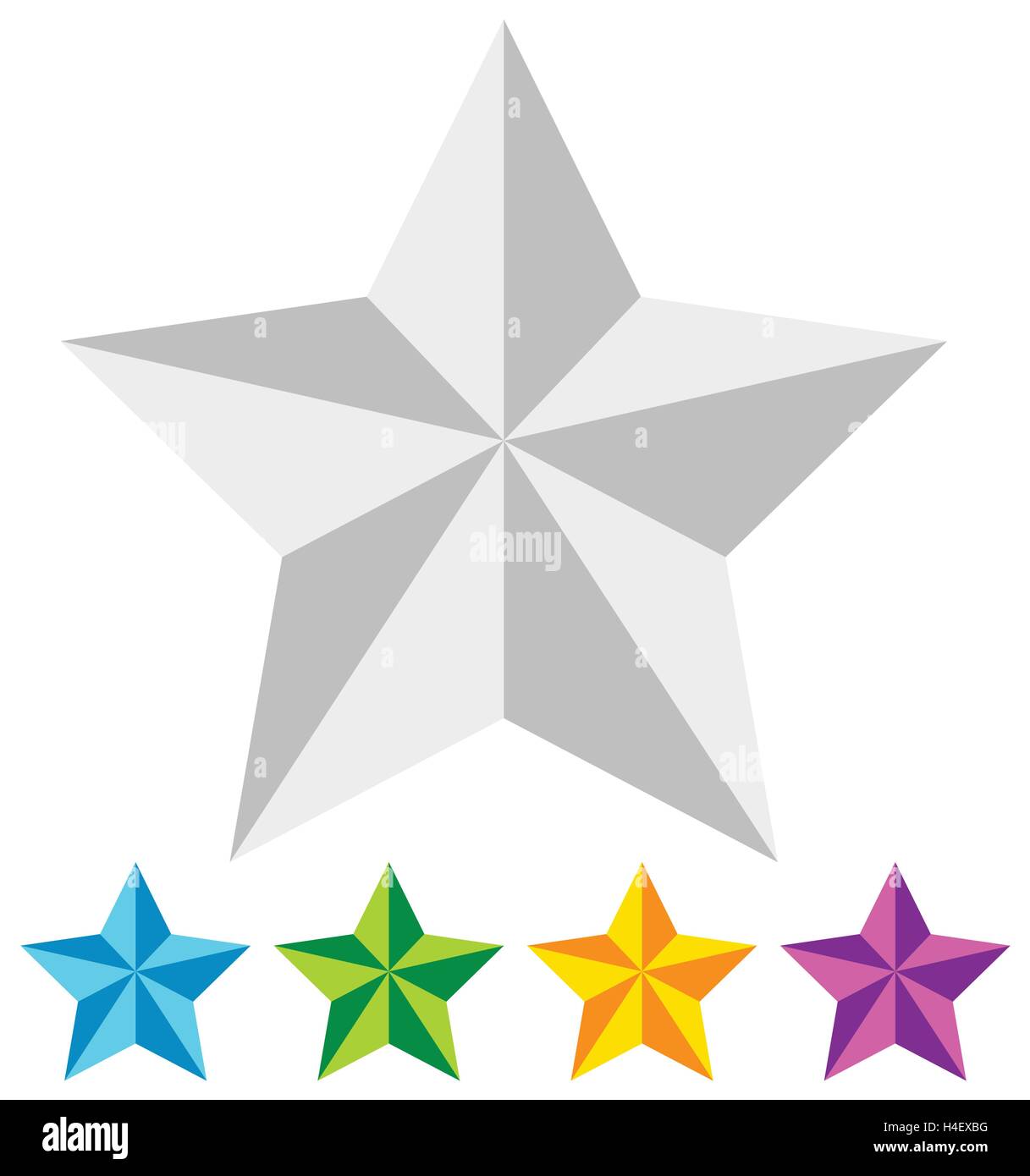 3d star. Star icon. Faceted star. Beveled star. White and colorful star ...
