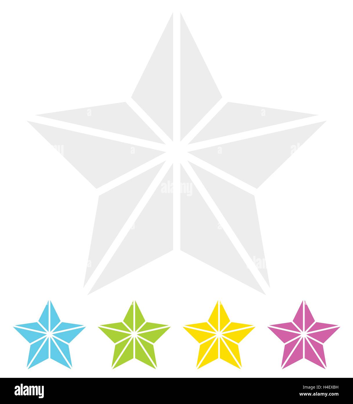 Geometric, contour faceted star icons - Quality, award, rating, ranking ...