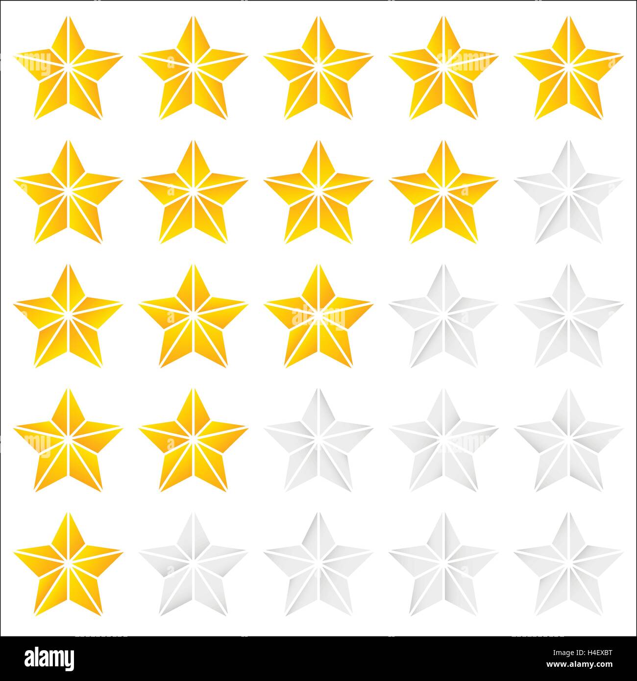 Geometric, contour faceted star icons - Quality, award, rating, ranking ...