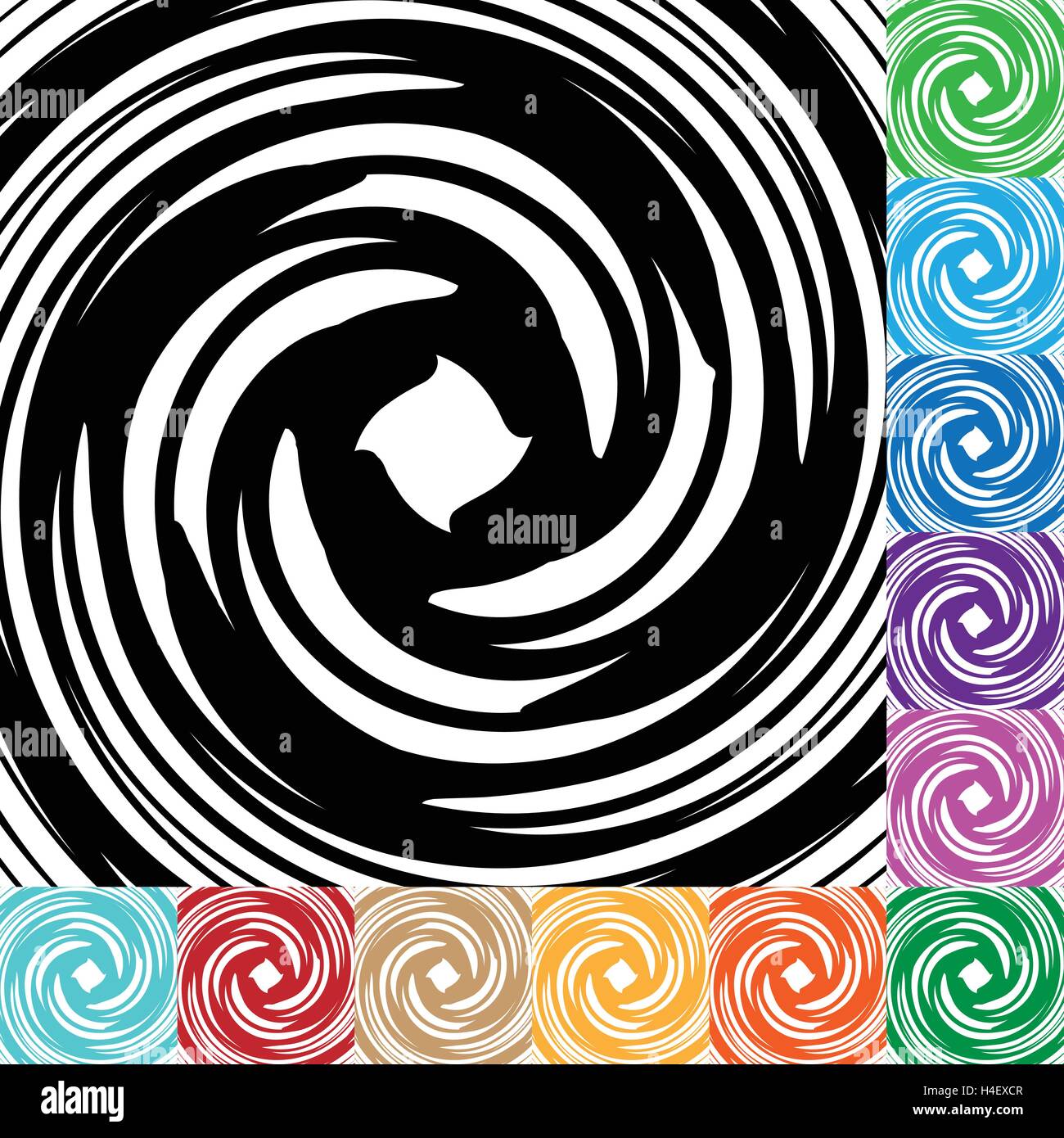 Spiral, vortex background in many colors. Circular rotating pattern ...