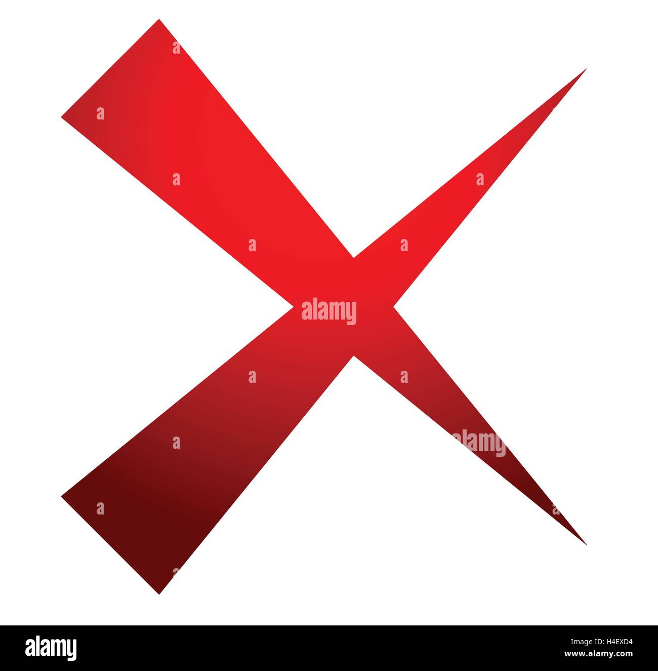 X letter, x shape. Cross with red colors as delete, remove, failure ...