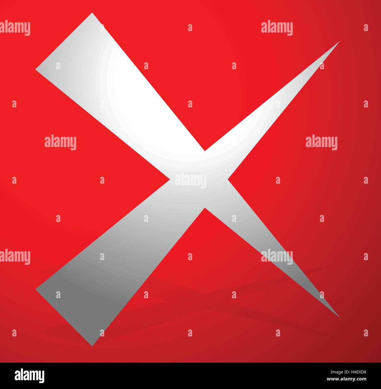 X letter, x shape. Cross with red colors as delete, remove, failure ...