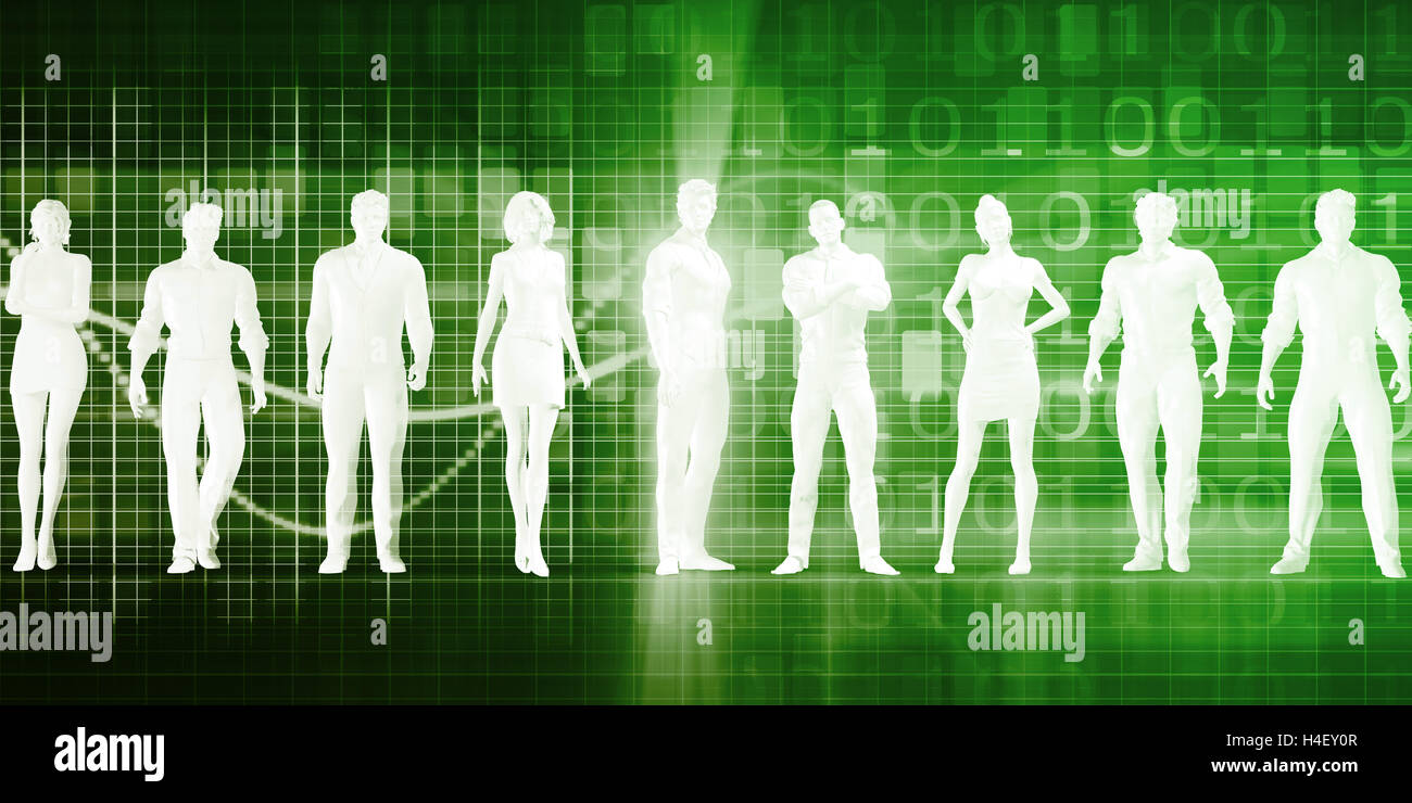 Confident Successful Business Team Standing on Technology Background ...