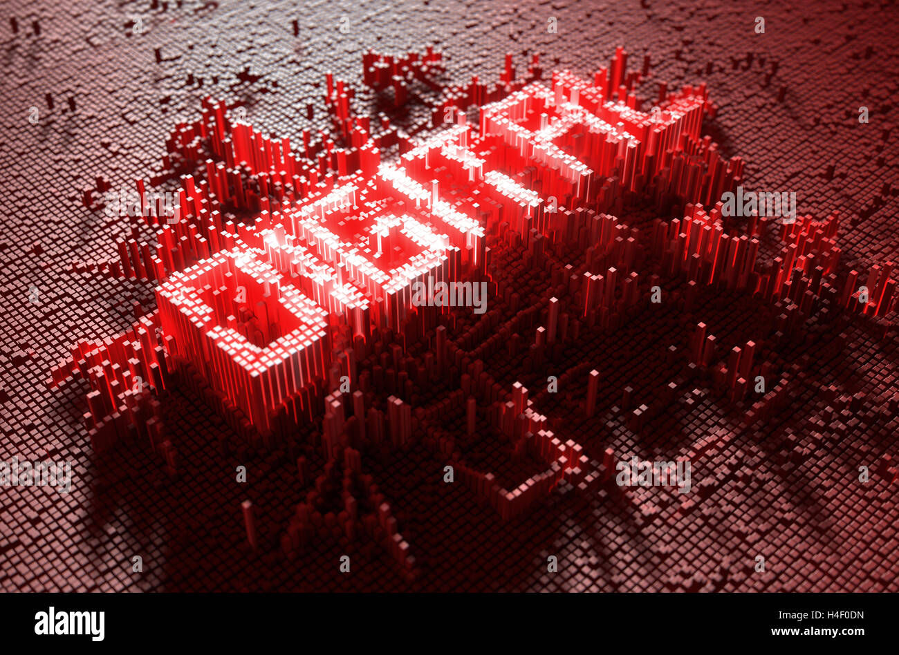 A 3D render of a microscopic closeup concept of small cubes in a random ...