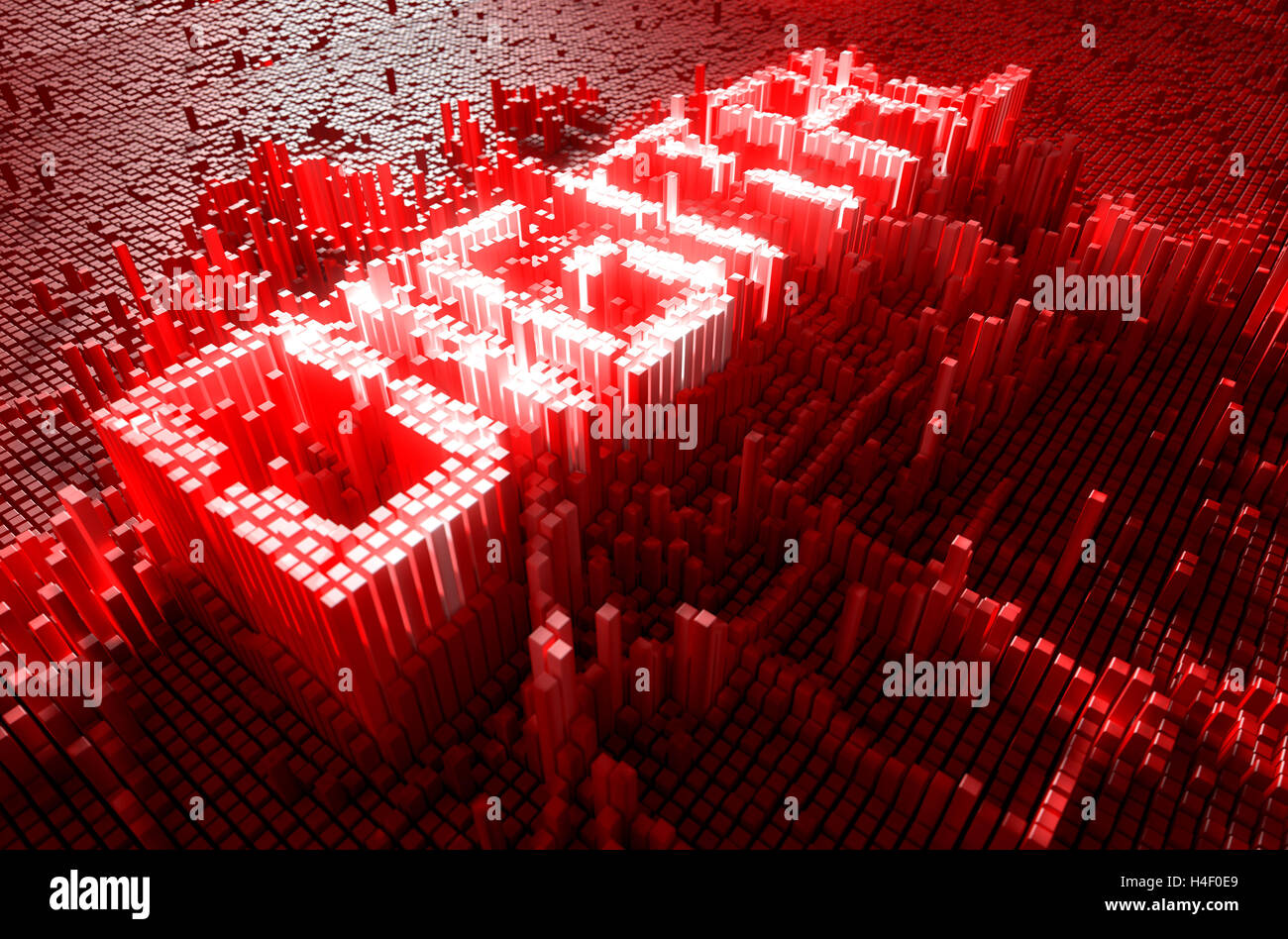 A 3D render of a microscopic closeup concept of small cubes in a random ...
