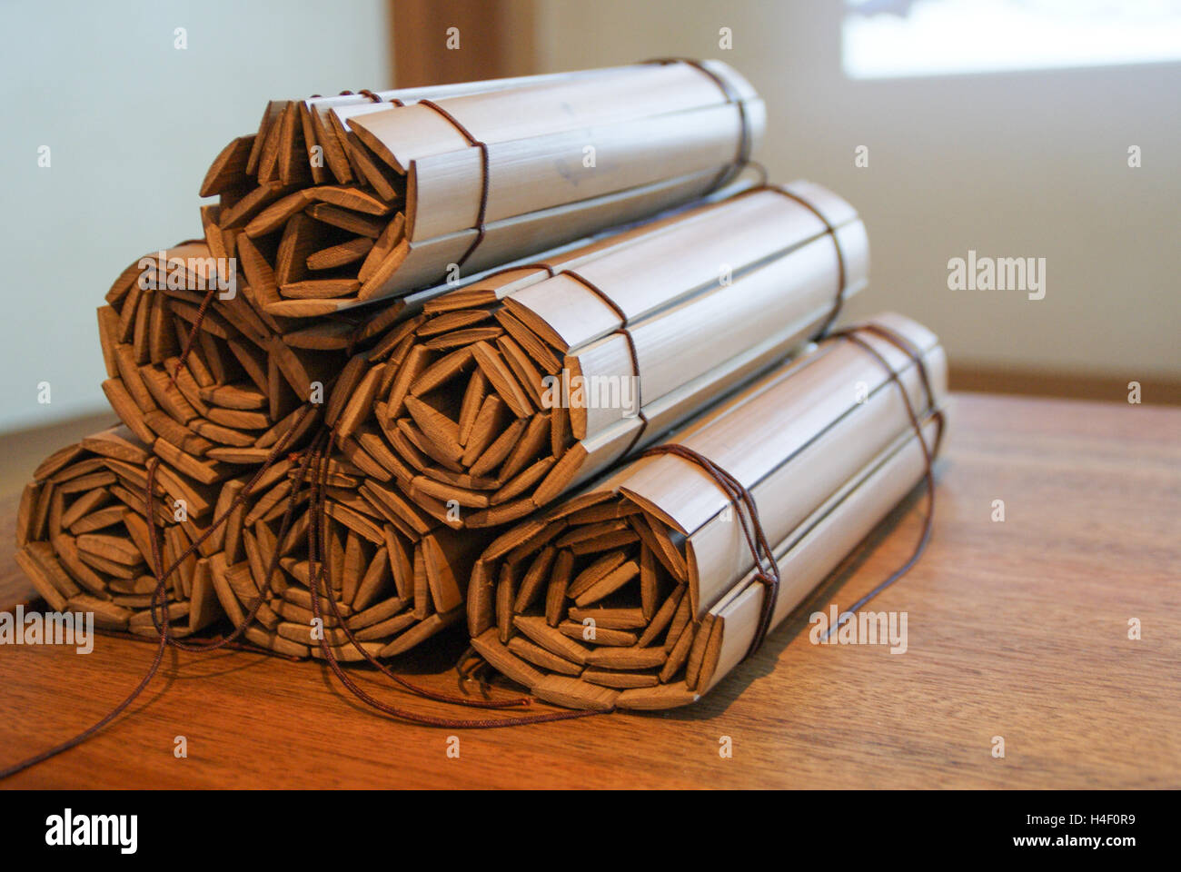 A stack of bamboo books Stock Photo - Alamy