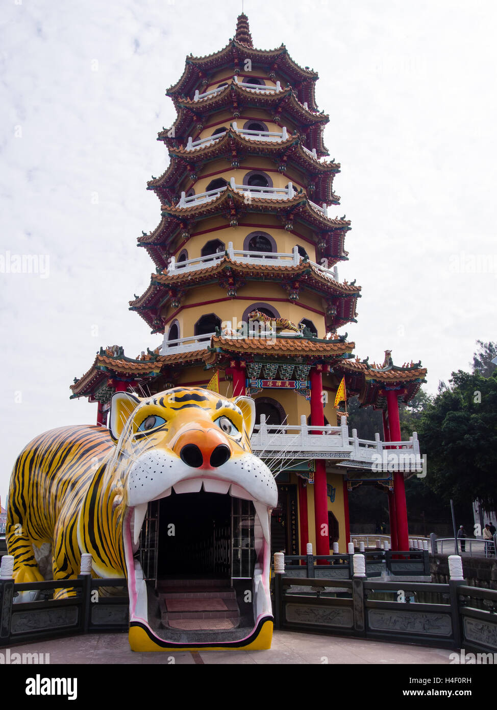 The Tiger Pagoda at the Dragon and Tiger Pagodas in Kaohsiung, Taiwan ...