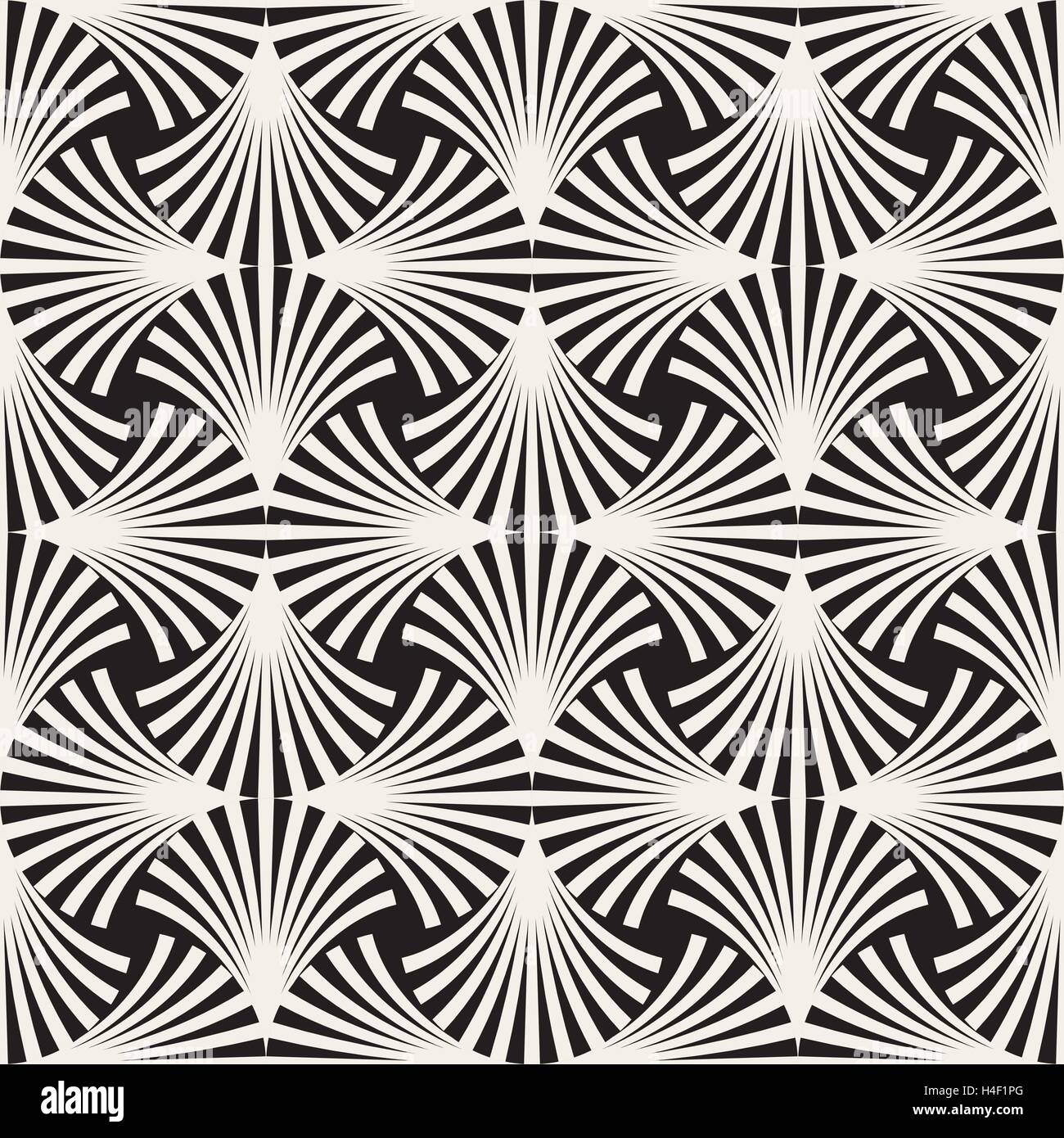 Vector Seamless Black and White Arc Lines Grid Pattern Stock Vector ...