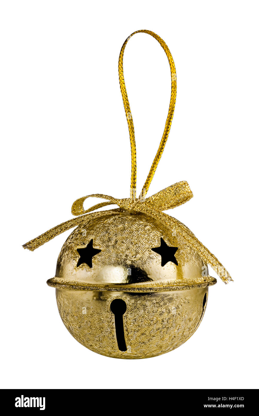Gold Christmas Jingle Bell isolated on white background Stock Photo - Alamy