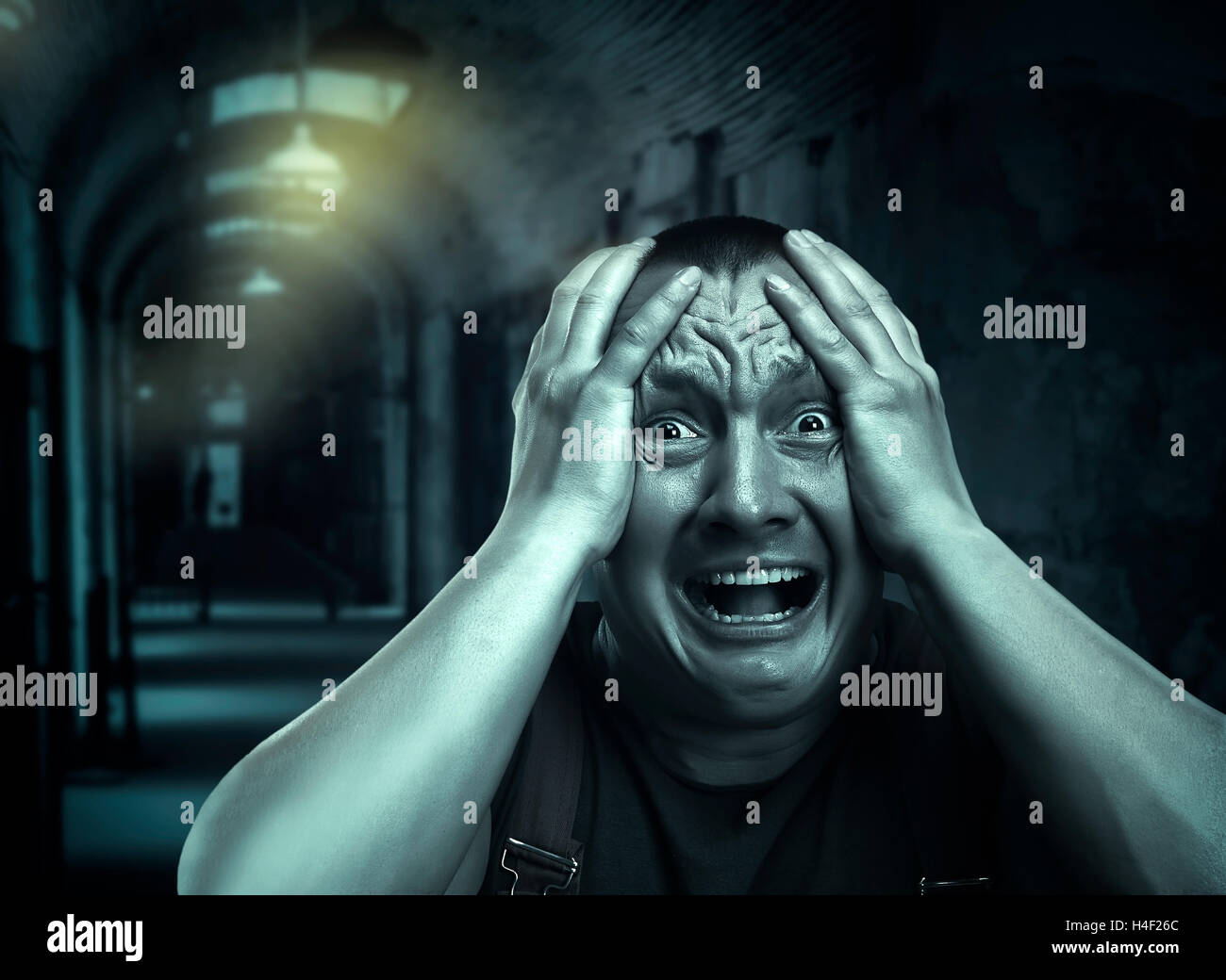 Man afraid tunnel hi-res stock photography and images - Alamy