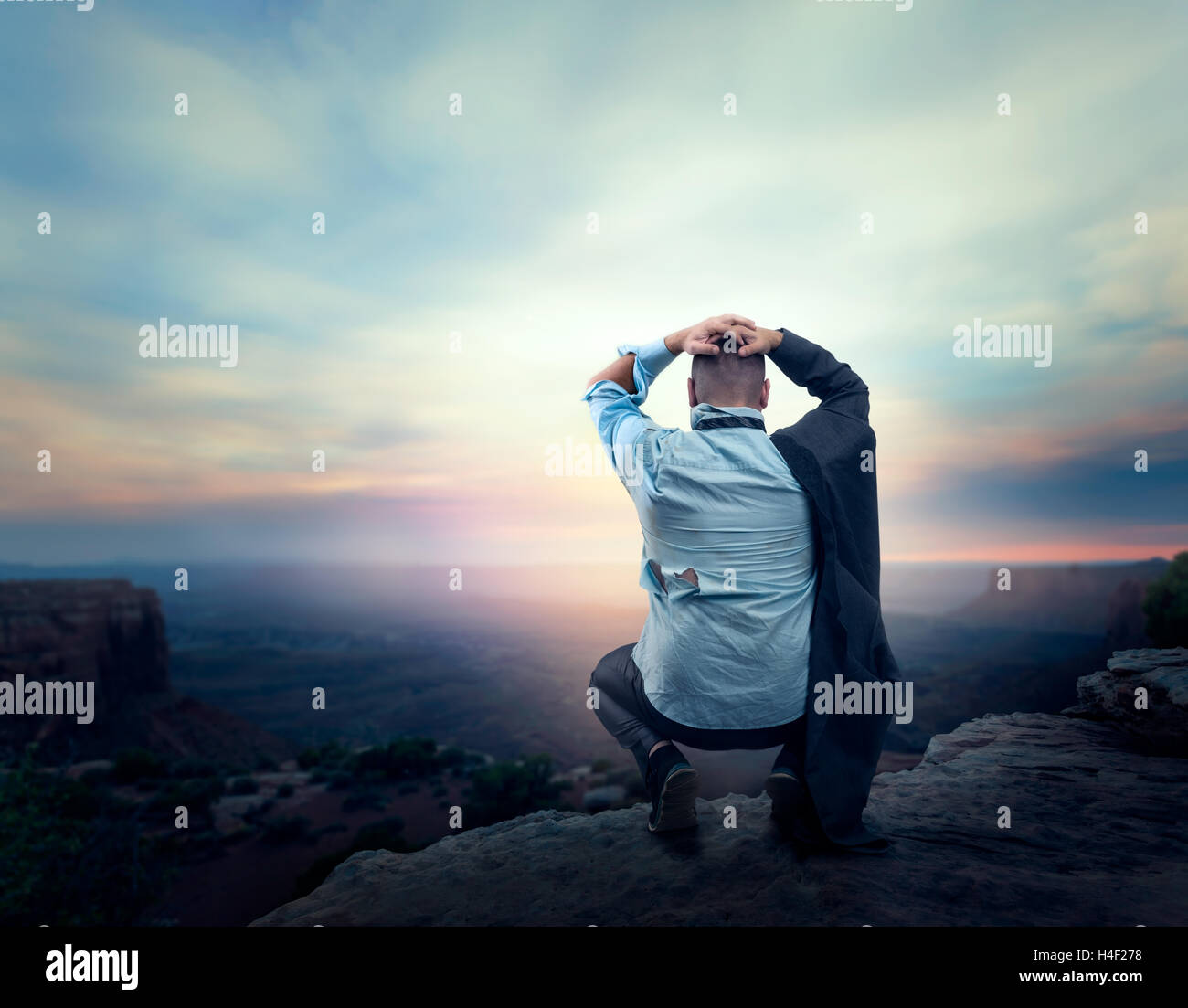 Sad businessman sitting alone head hi-res stock photography and images ...