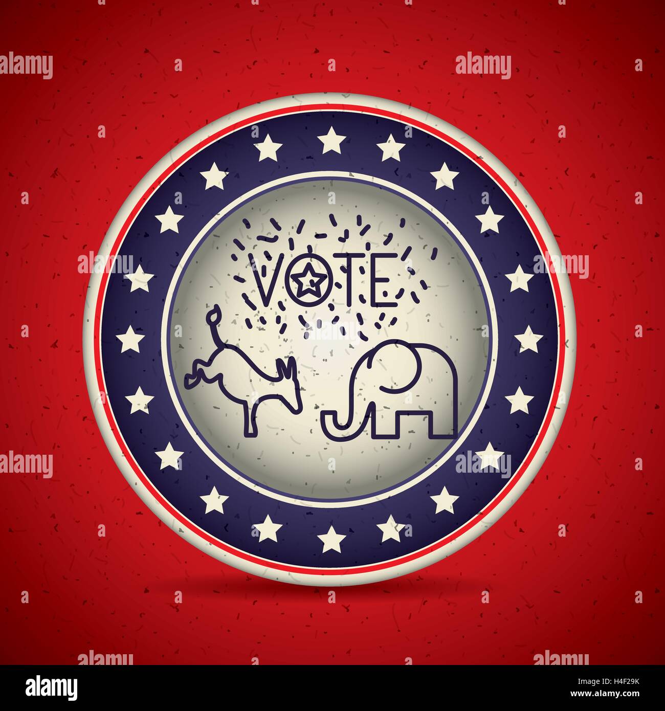 Donkey and elephant inside button of vote concept Stock Vector Image ...