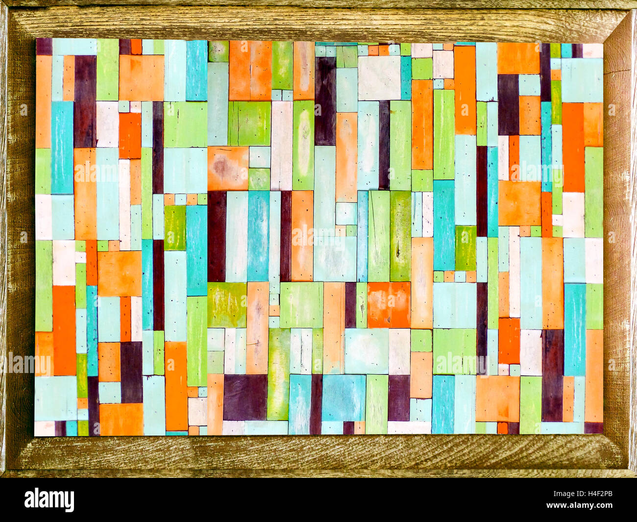 orange blue wood pieces vertical and wood border Stock Photo - Alamy