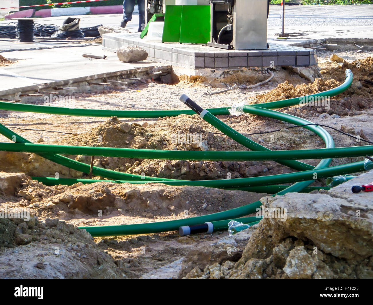 repairing and maintenance fuel pipe underground station surface Stock ...