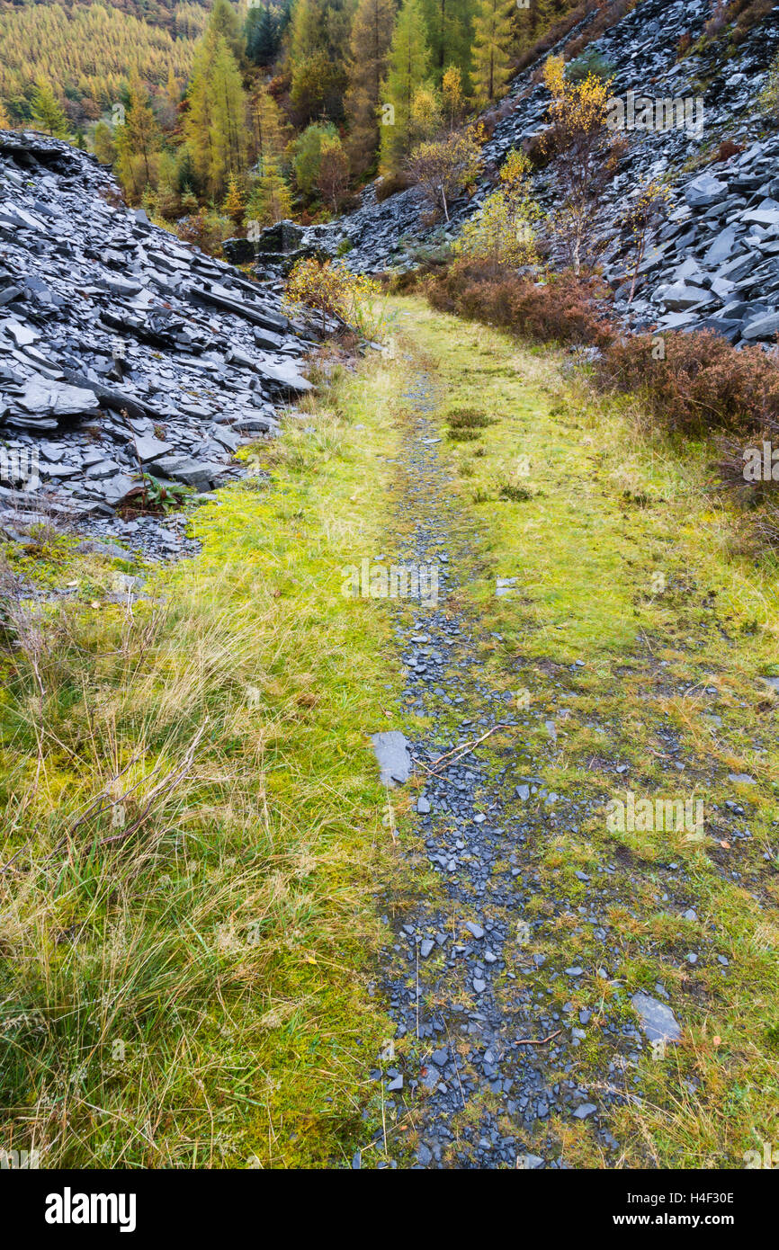 Path between slate tips. Wales, United Kingdom Stock Photo - Alamy