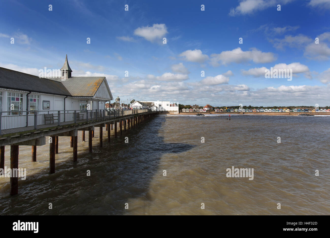 Town of Southwold, England. Picturesque view of Southwold Pier, with ...