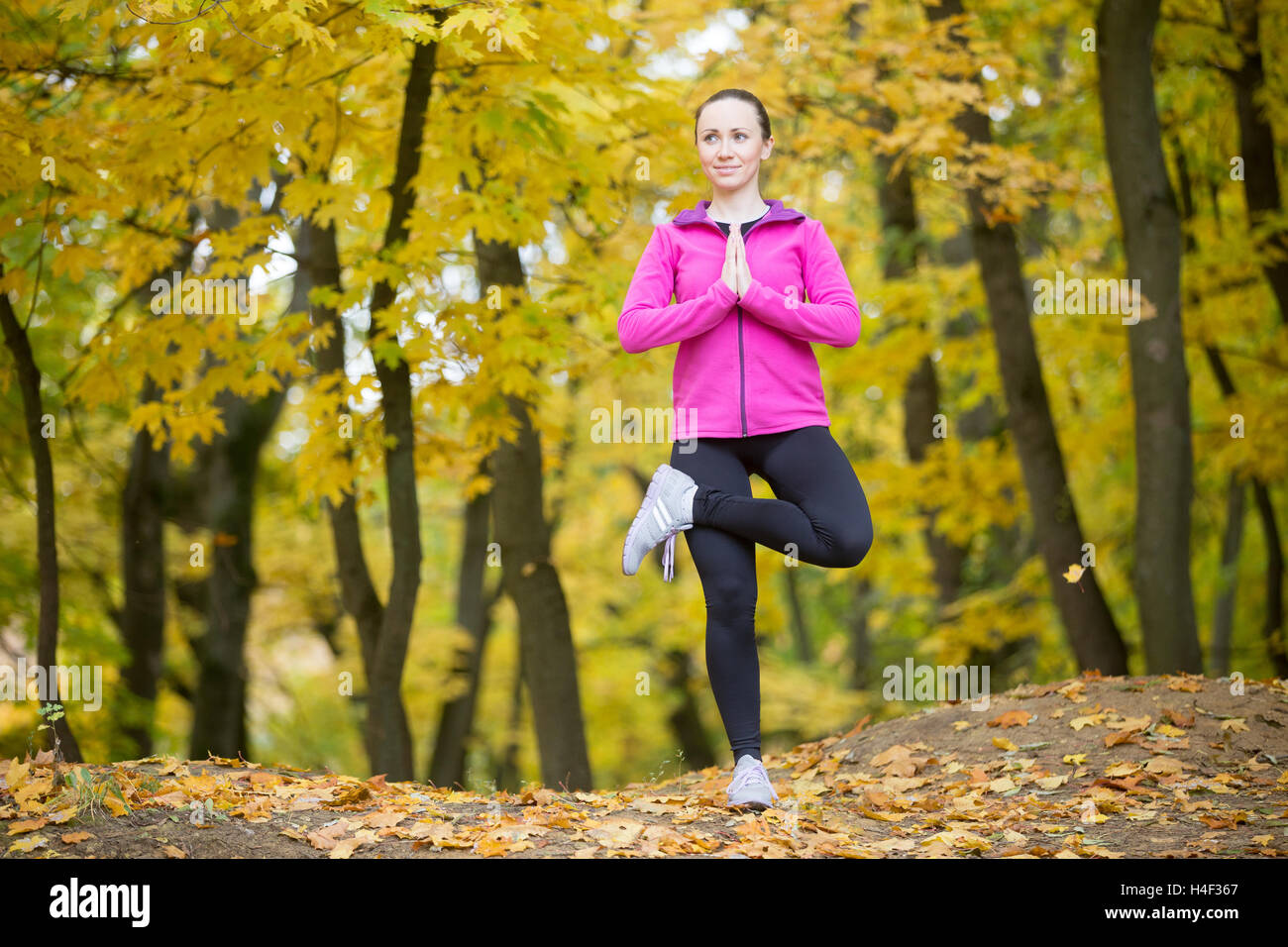 Yoga outdoors: Tree Pose Stock Photo - Alamy