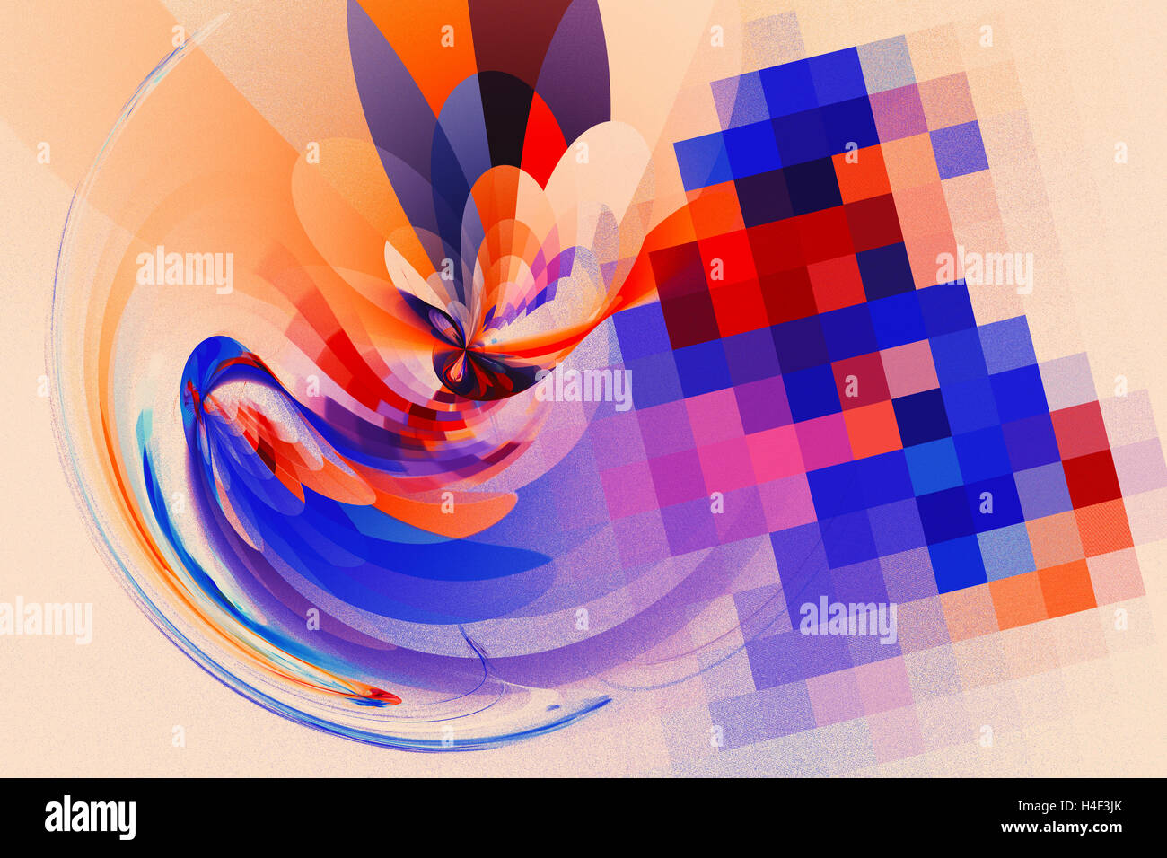 Colored squares and curves curved lines form a beautiful pattern Stock ...