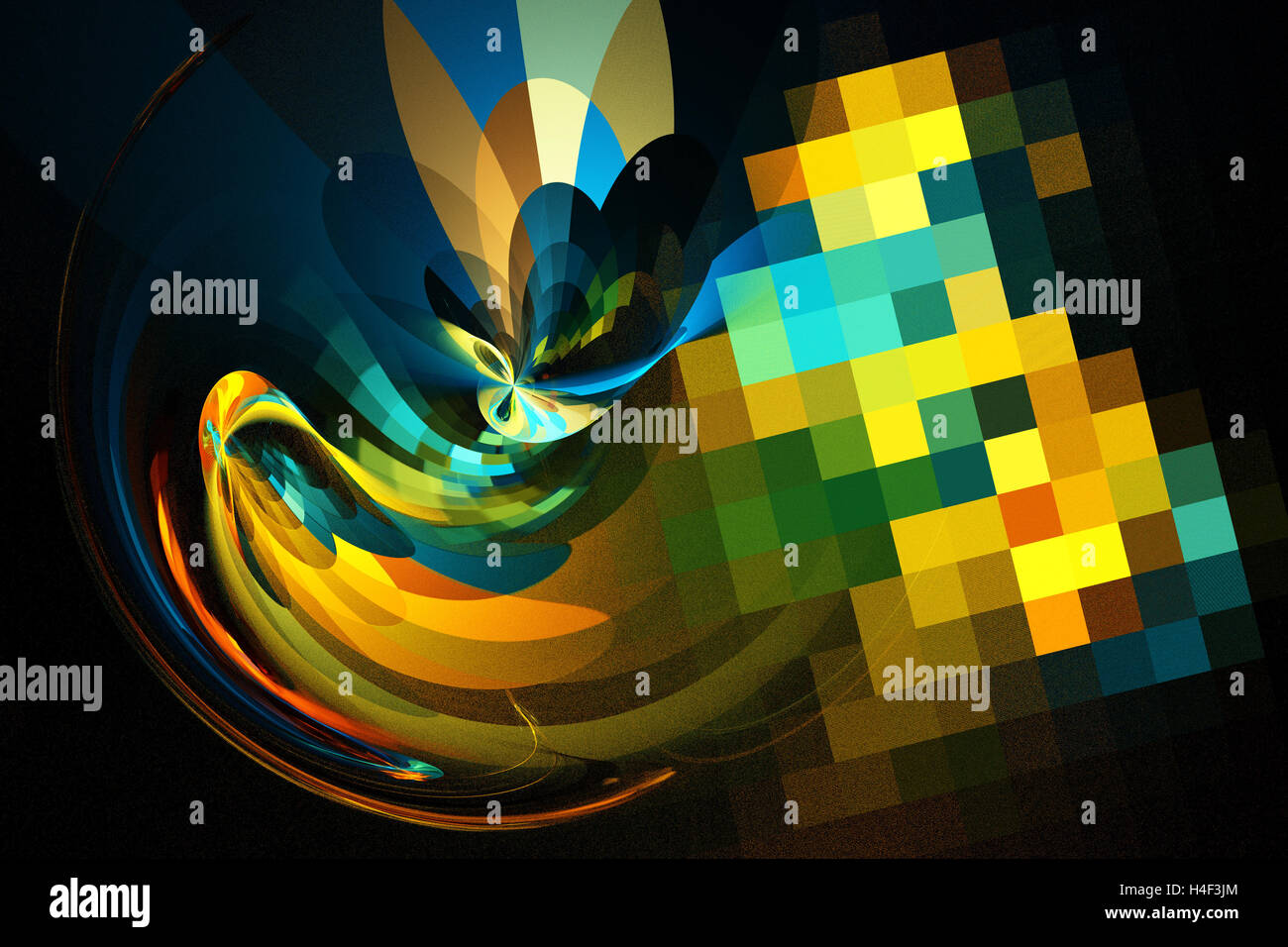 Colored squares and curves curved lines form a beautiful pattern Stock ...