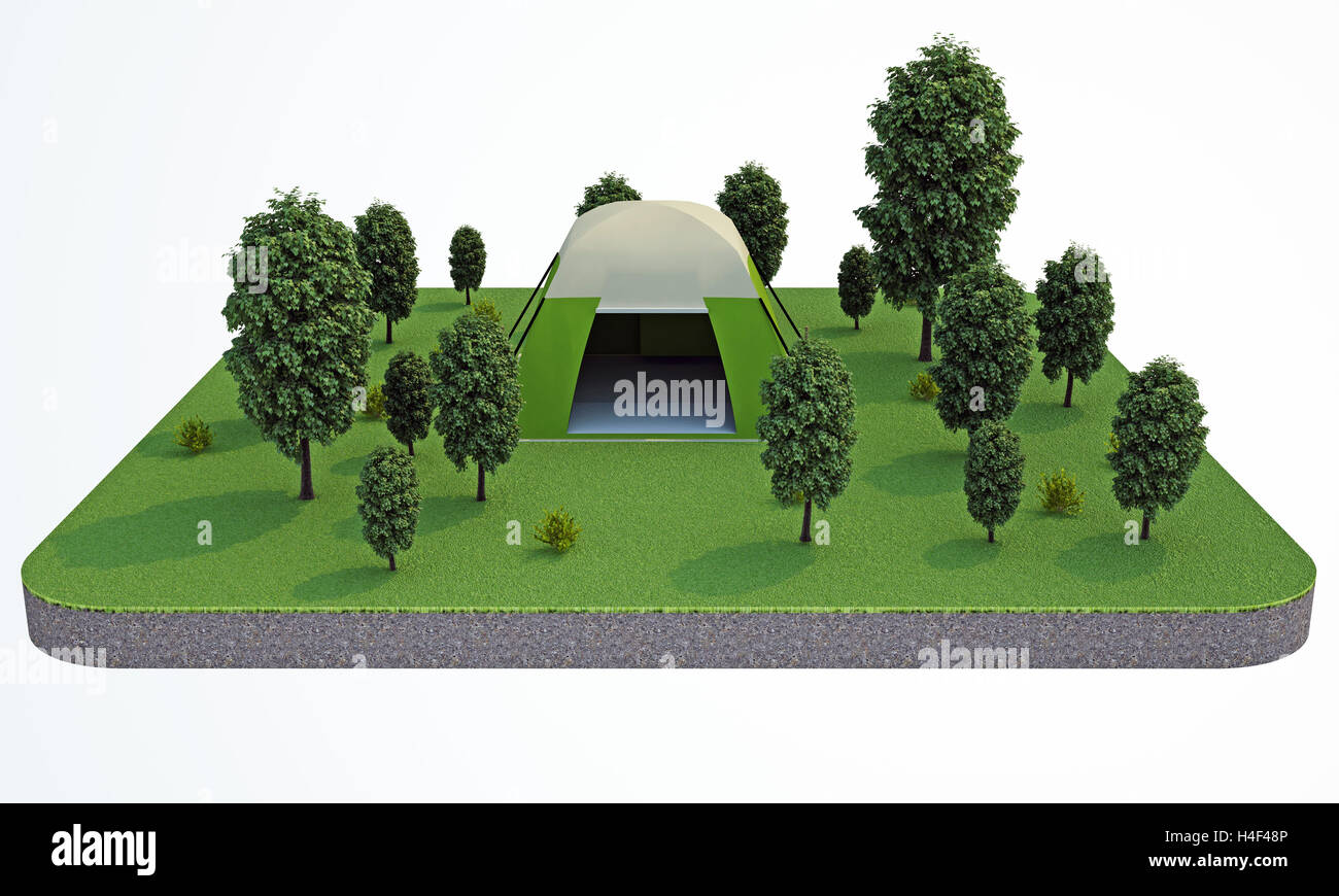 3d rendering. tent in the forest. top view Stock Photo - Alamy