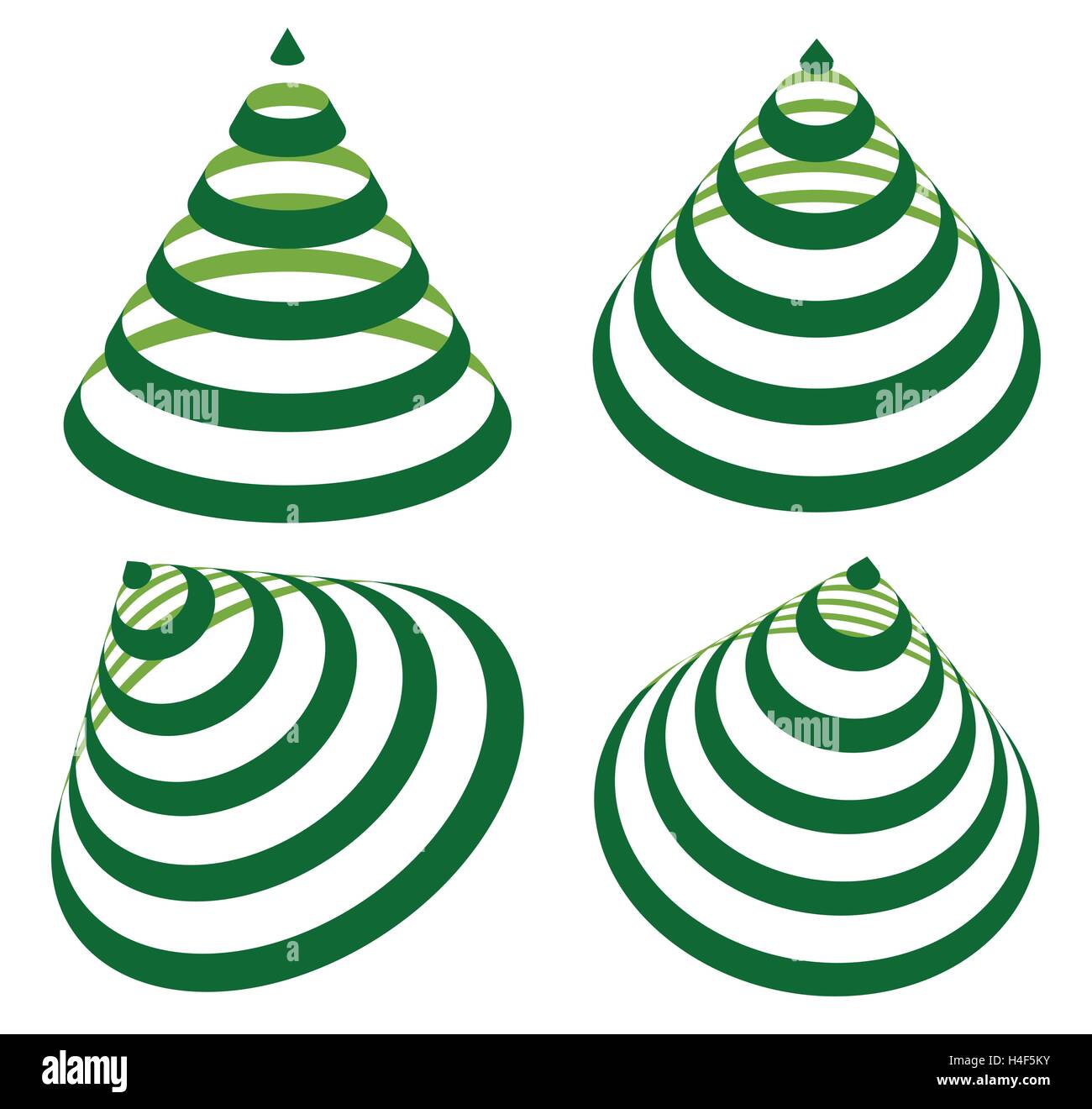 Geometric triangles with stripes, lines in 4 angle. Cone with stripes ...