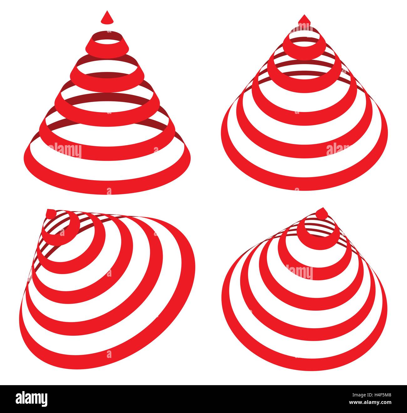 Geometric triangles with stripes, lines in 4 angle. Cone with stripes ...