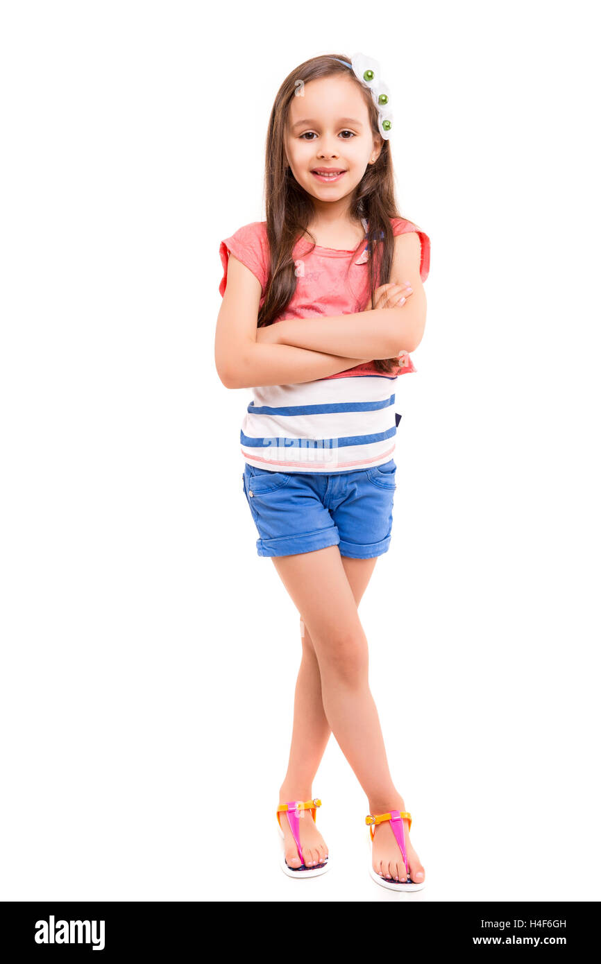 Beautiful young girl posing isolated over white Stock Photo - Alamy