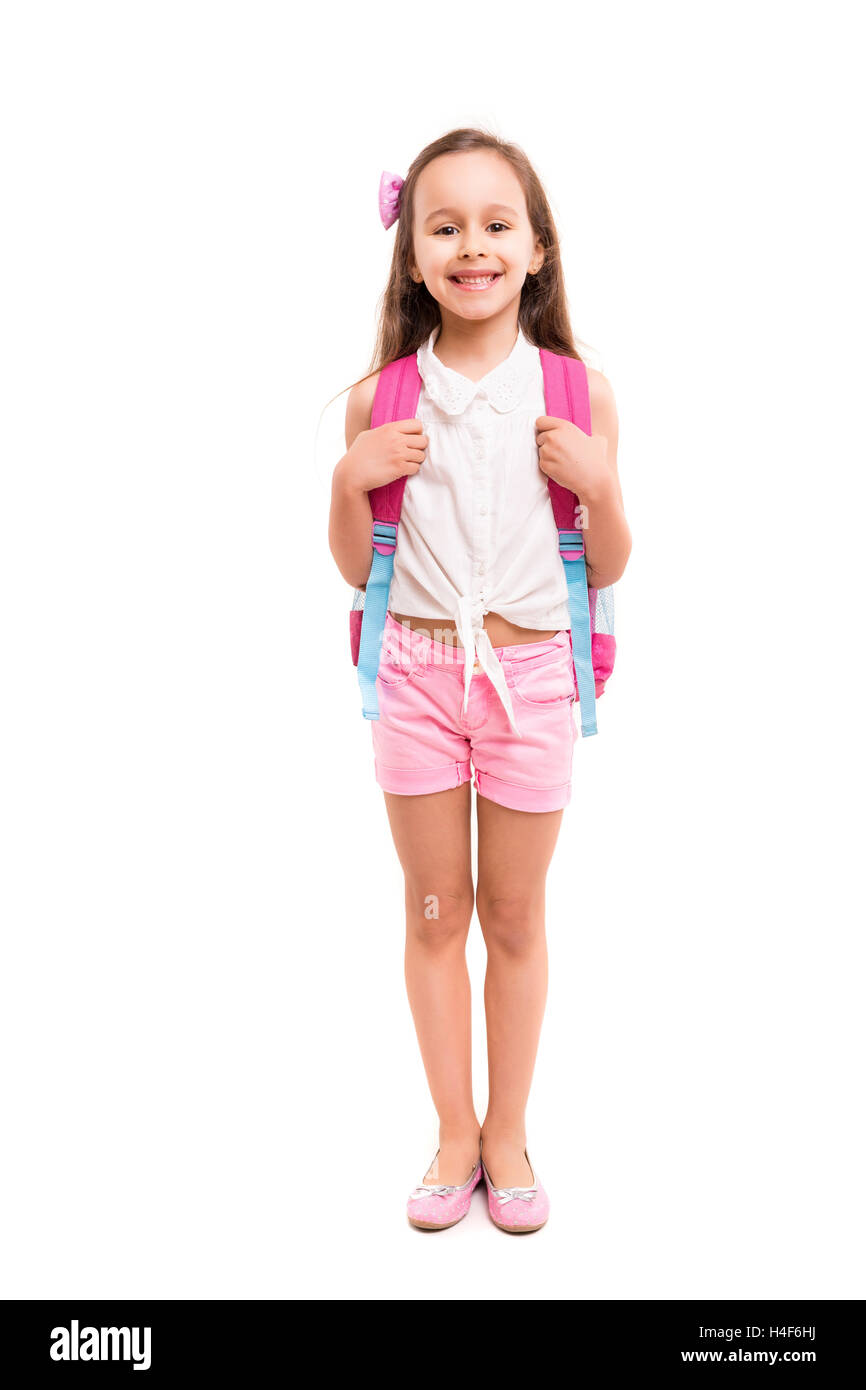 A small student posing isolated over white background Stock Photo - Alamy