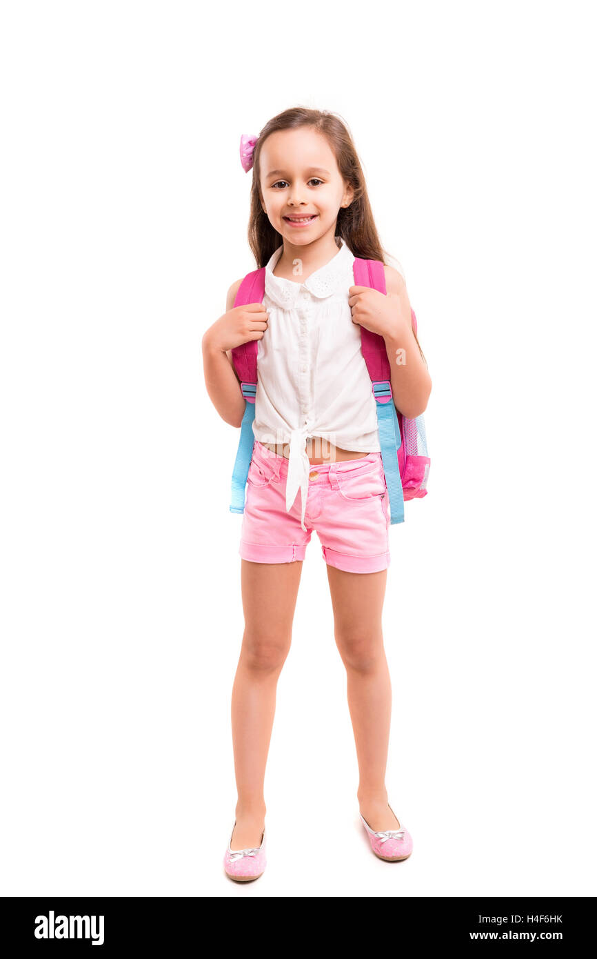 A small student posing isolated over white background Stock Photo - Alamy