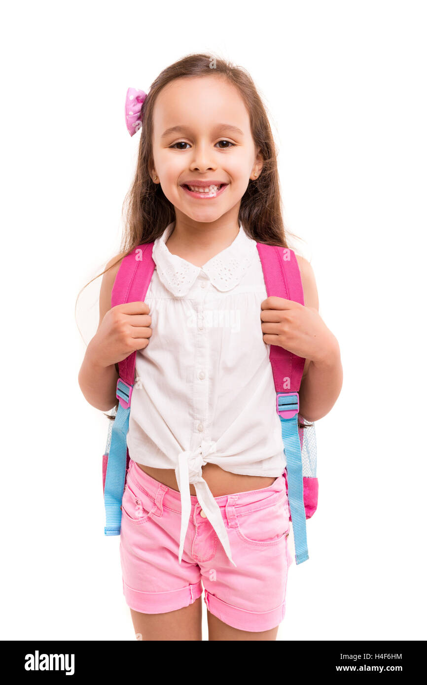 A small student posing isolated over white background Stock Photo - Alamy