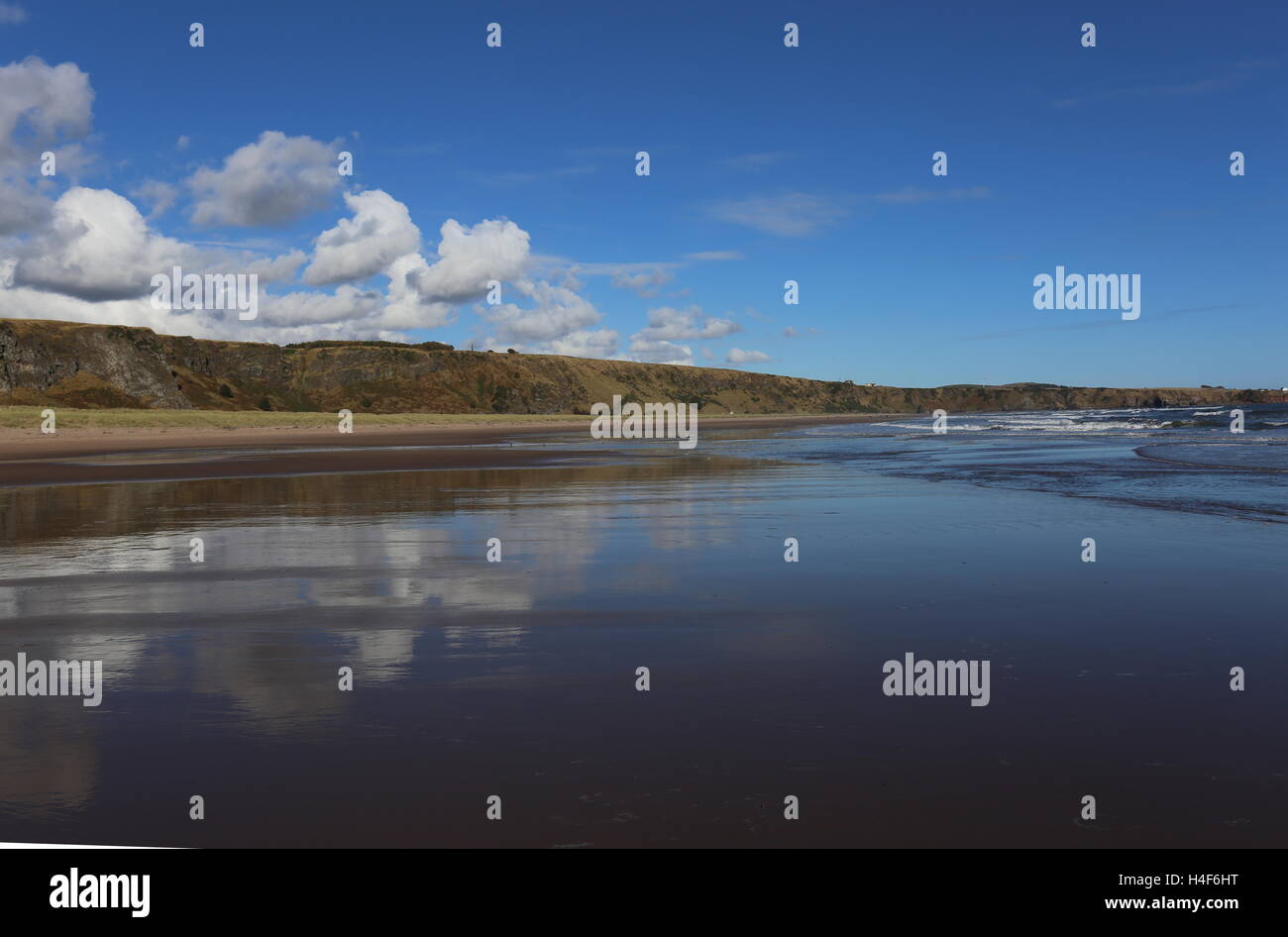 Clouds reflected St Cyrus Nature Reserve Scotland October 2016 Stock ...