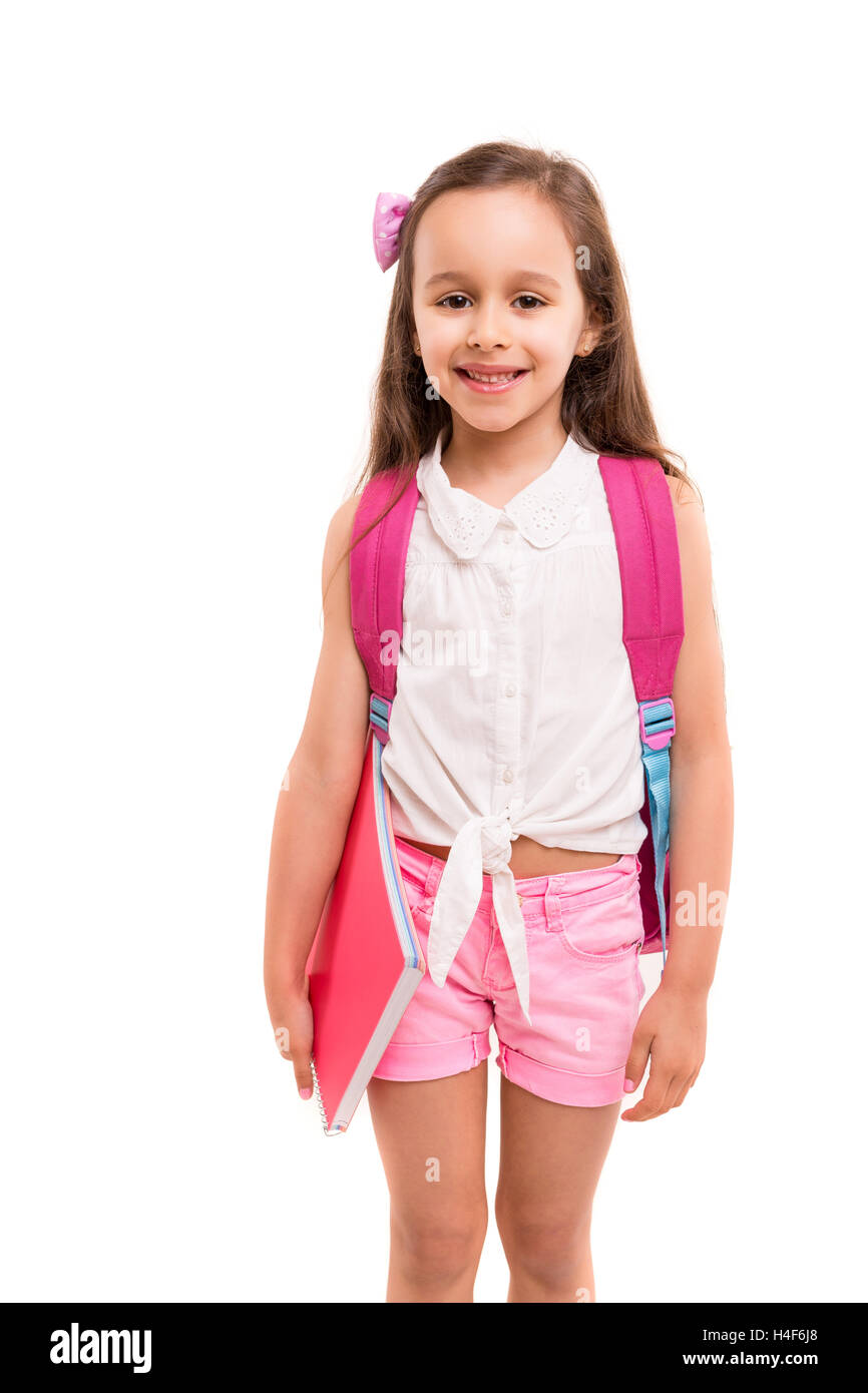 A small student posing isolated over white background Stock Photo - Alamy