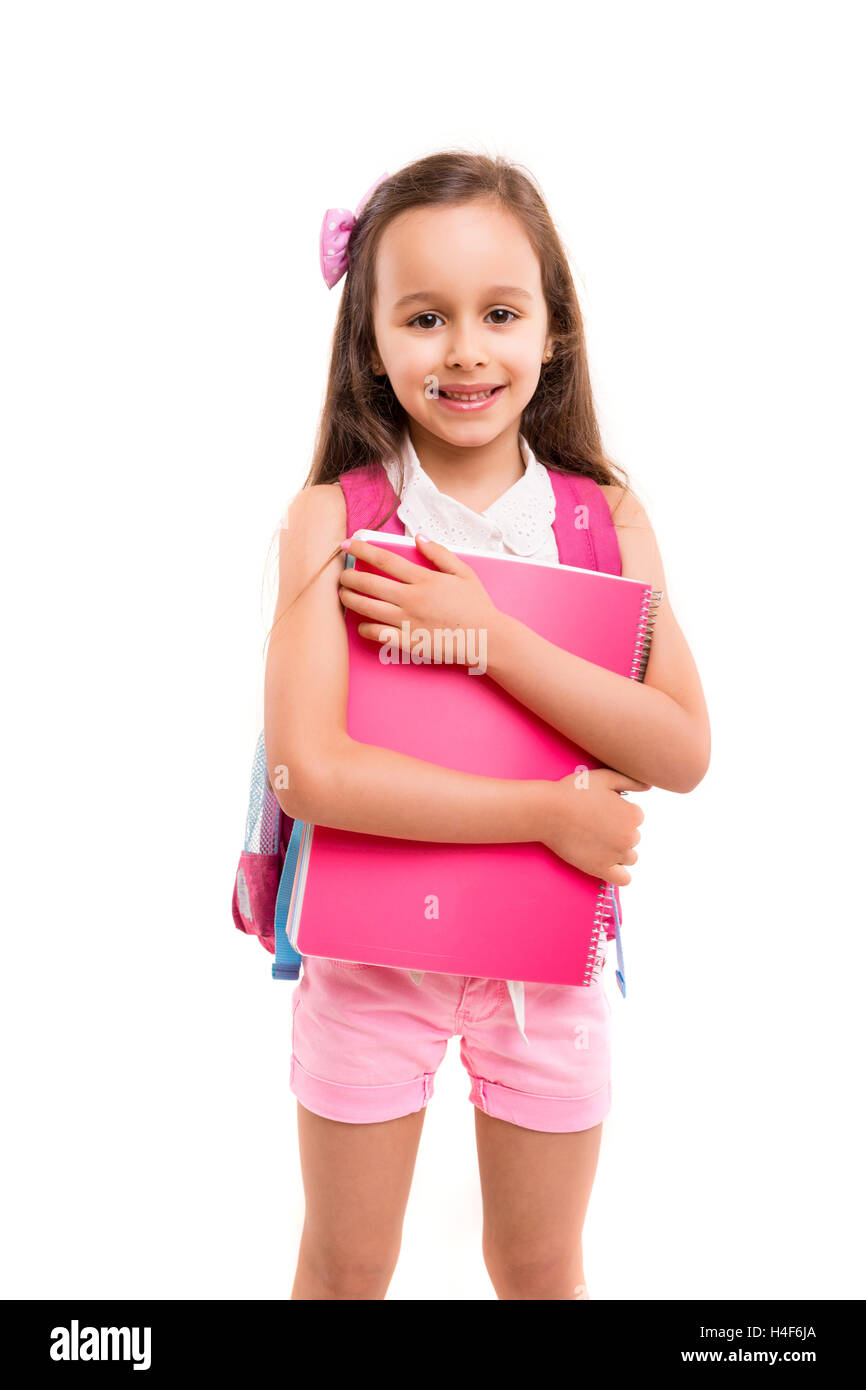 A small student posing isolated over white background Stock Photo - Alamy