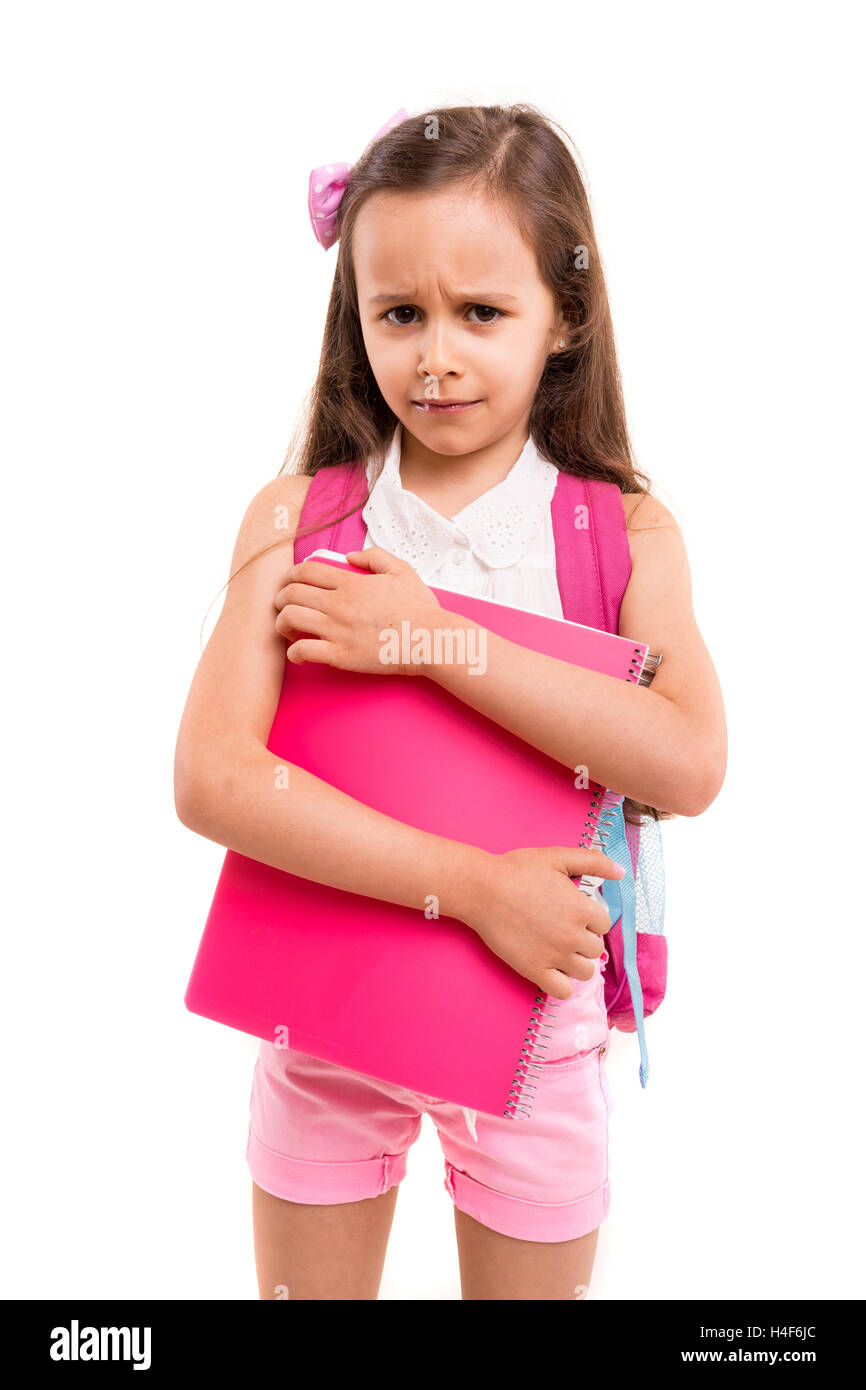 A small student posing isolated over white background Stock Photo - Alamy
