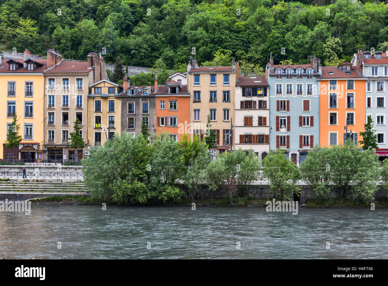 Isere river, Grenoble, Rhone-Alpes region, department of Isere, France ...